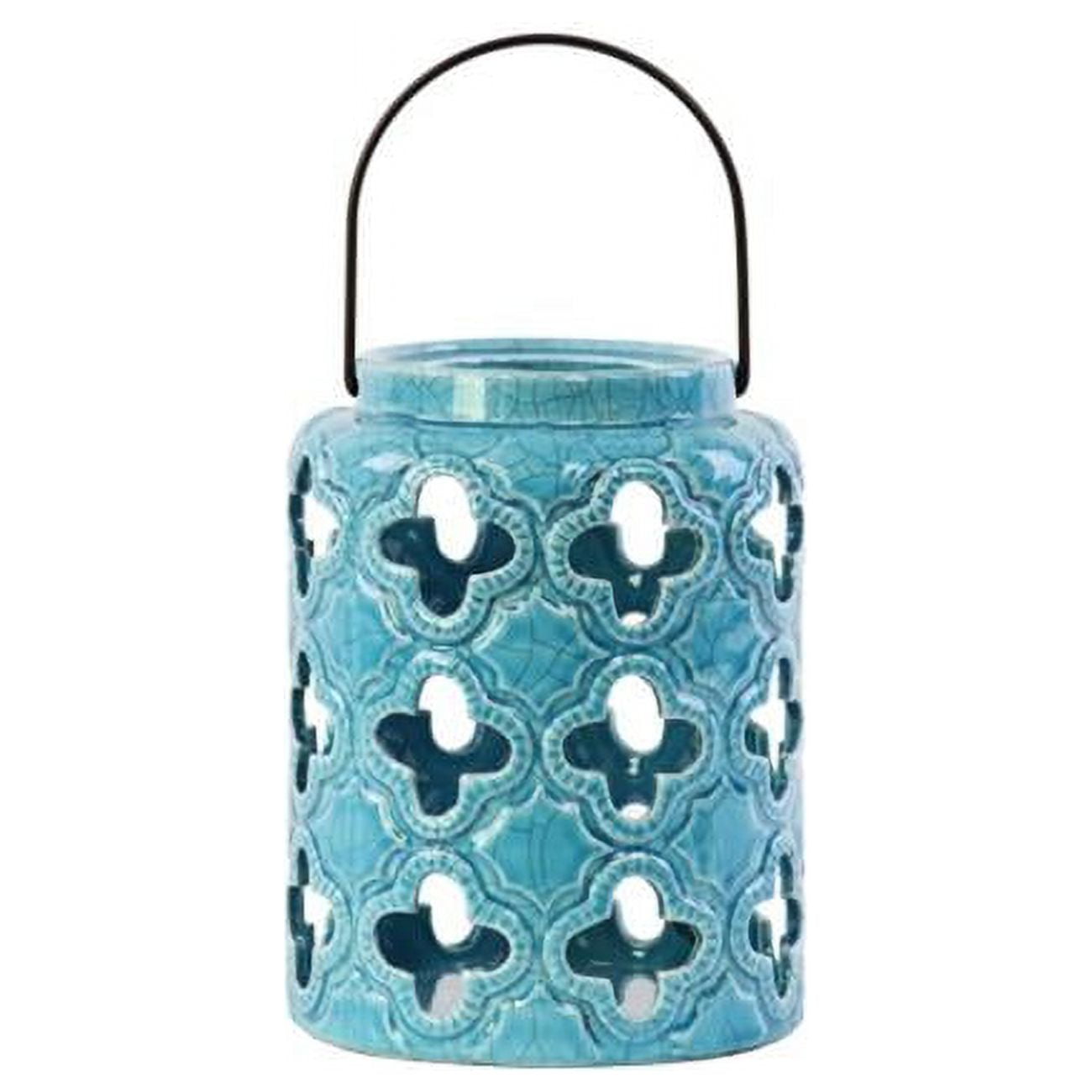 Urban Trends Collection 34406 Ceramic Lantern With Quatrefoil Cutouts ...