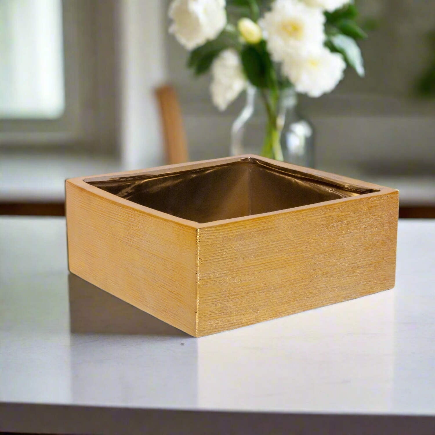 Aurenna Gold Brushed Ceramic Square Pot - Walmart.com
