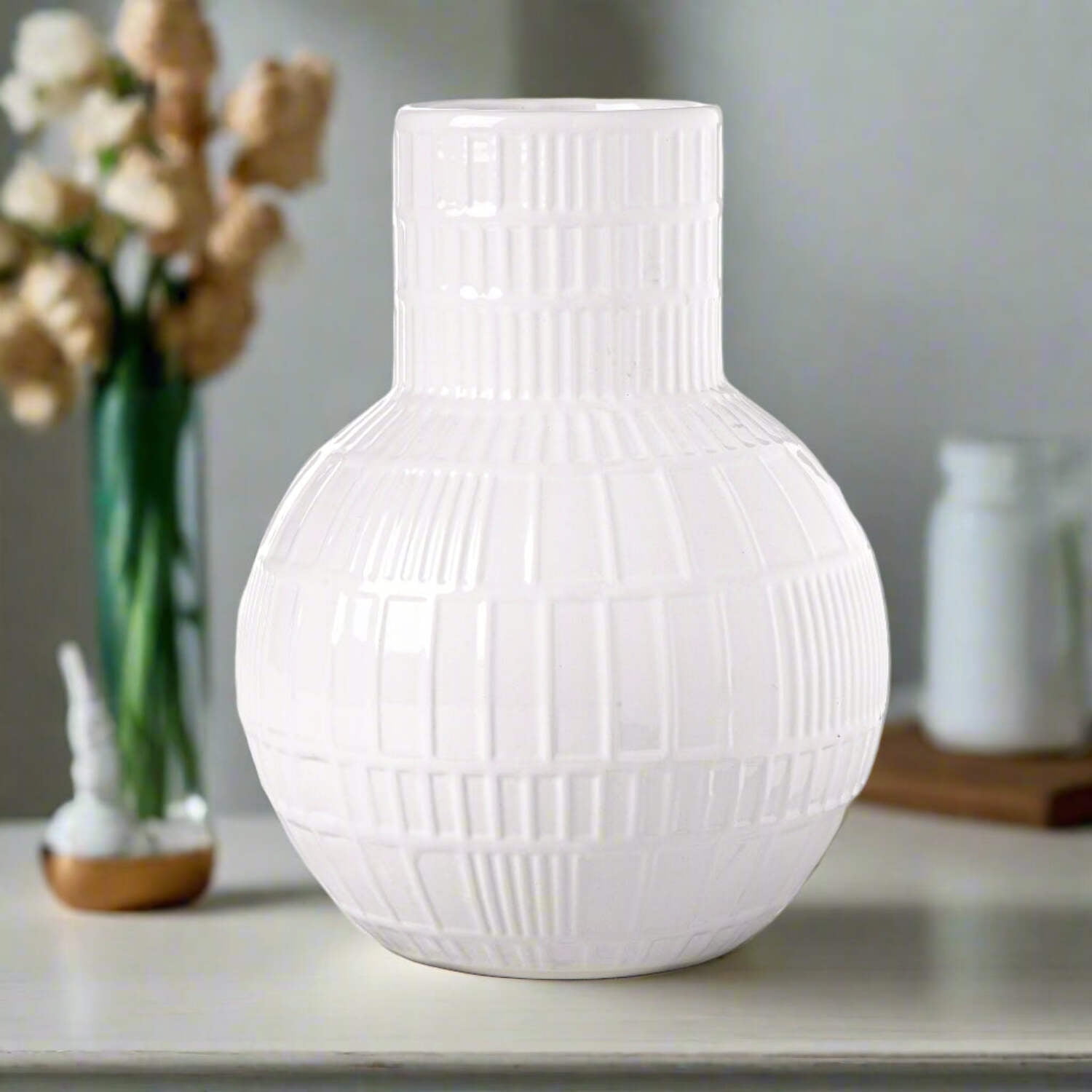 Jemsa Embossed Lattice Ceramic Vase - Walmart.com