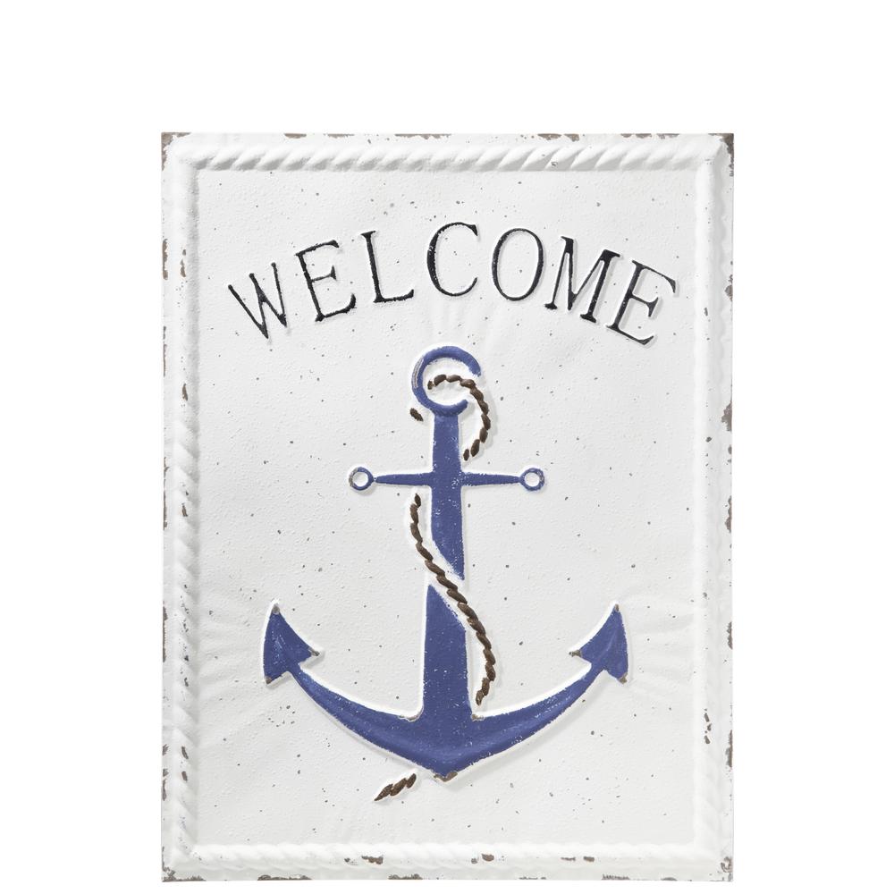 Metal Rectangle Wall Decor Distressed Finish White-24.75"H - Walmart.com