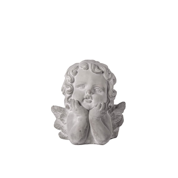 Cement Cherubin Resting Head Statue Concrete Finish Gray-7.50"H ...