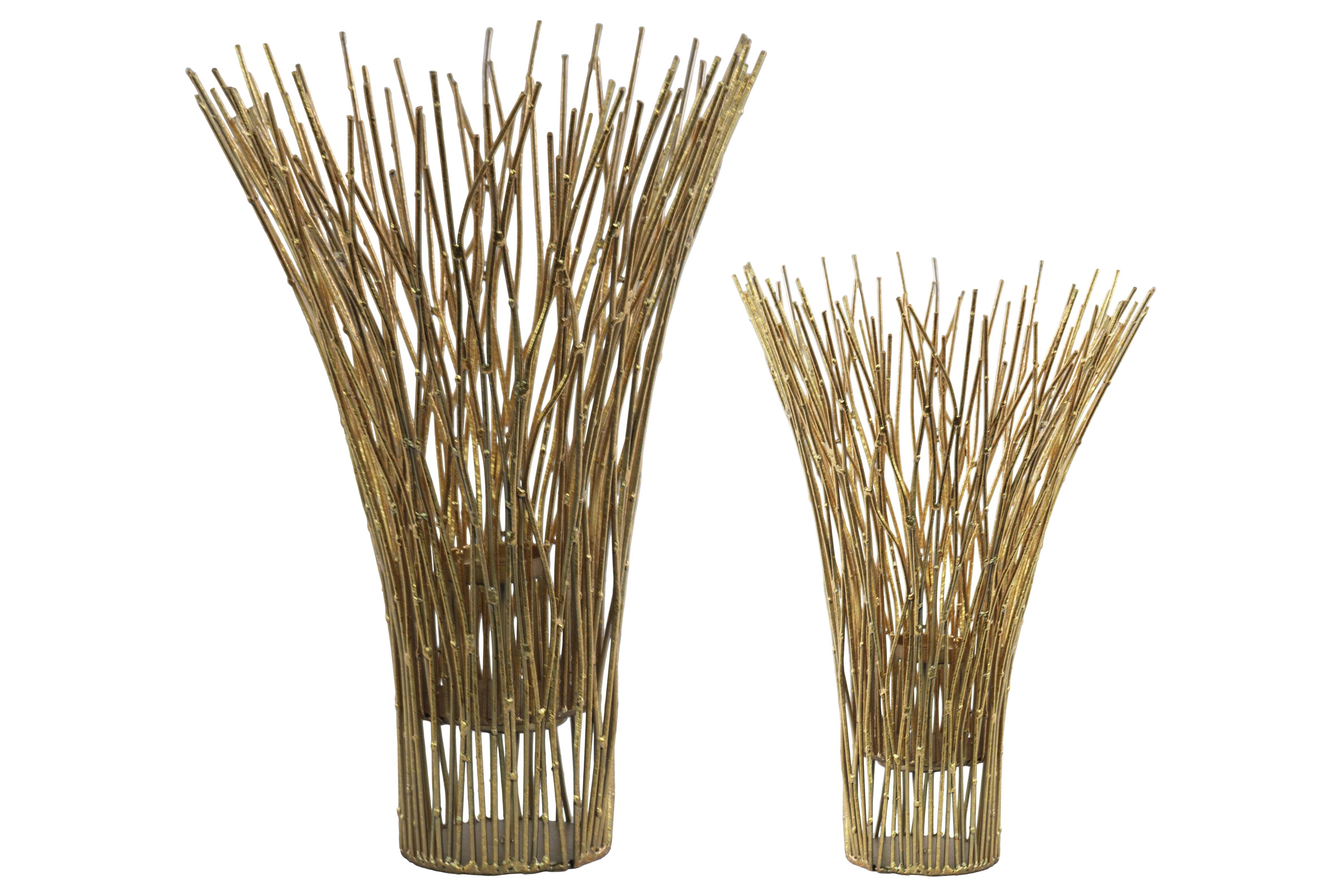Urban Trends Collection 67125 Metal Bamboo Decor, Gold - Set of 2 ...