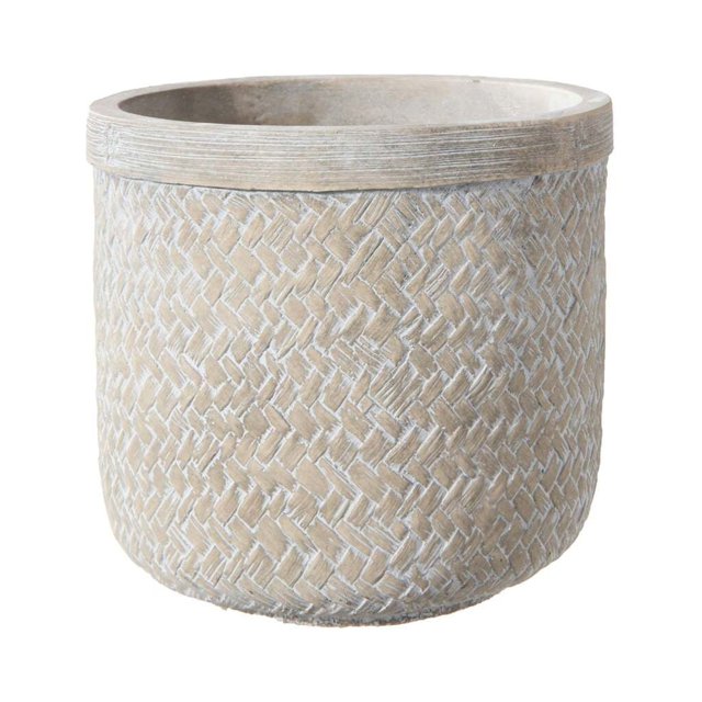 Urban Trends Collection Cement Round Pot with Banded Lip and Basket ...