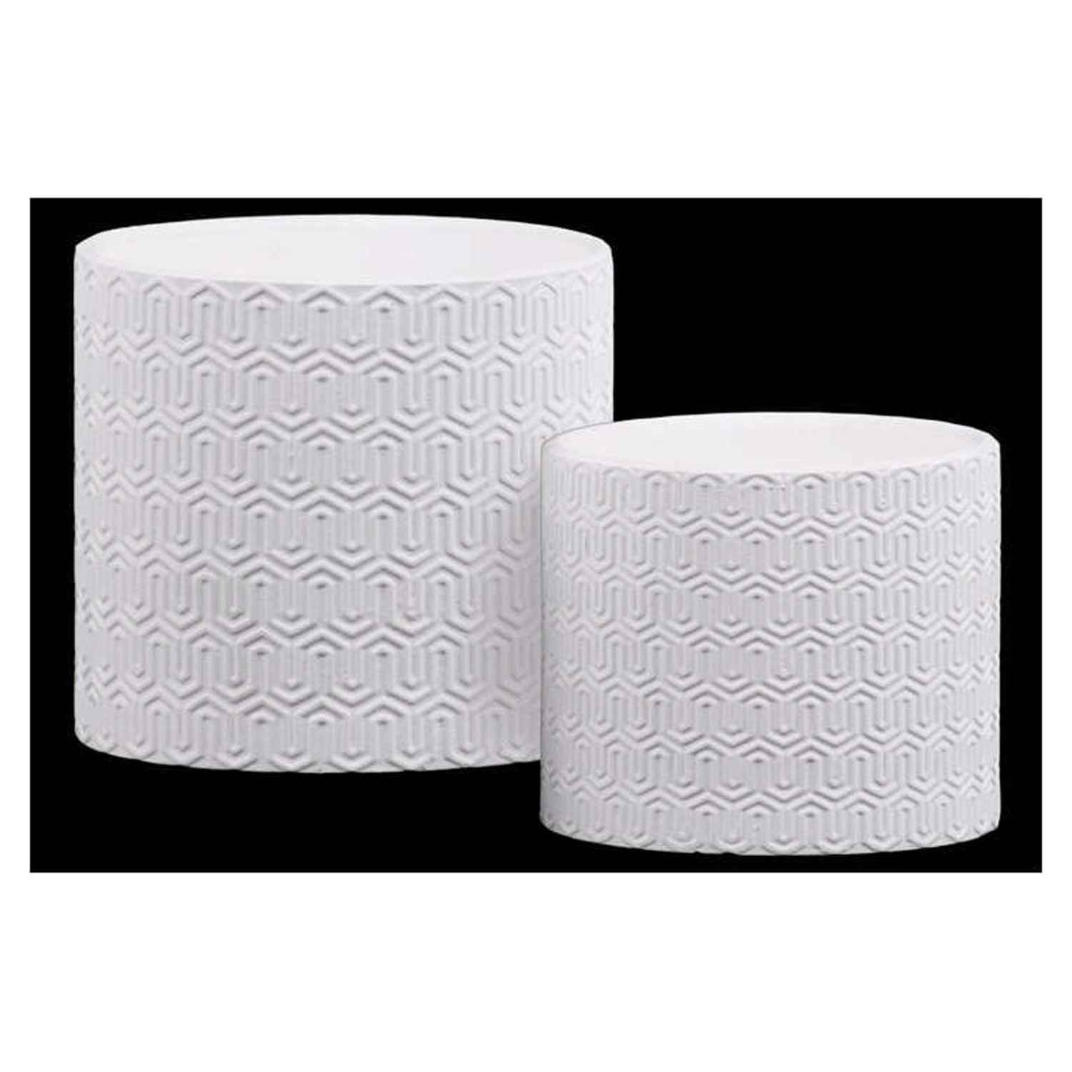 Urban Ceramic Cylindrical Pot with Embossed Lattice Wave Design Body ...