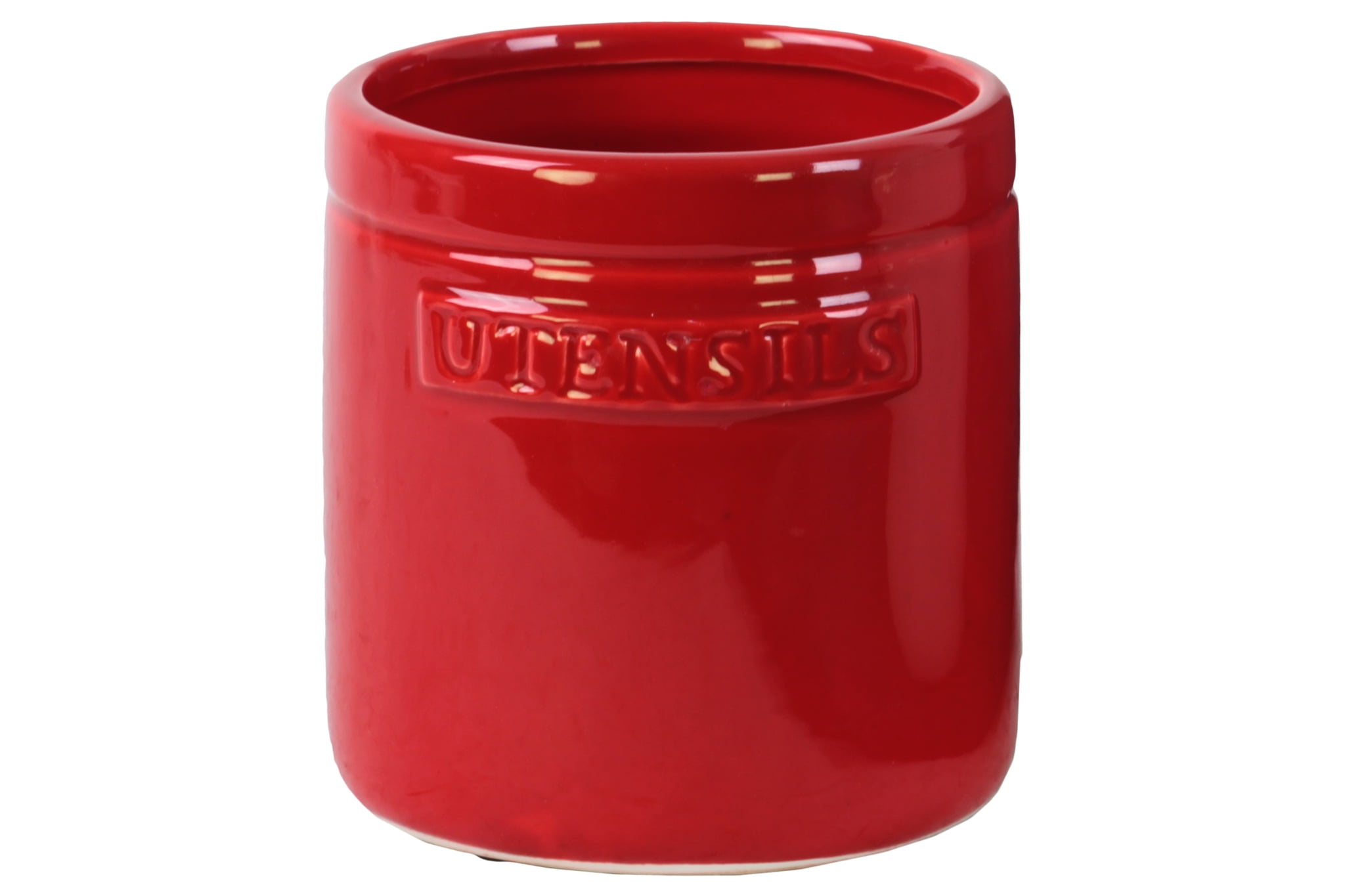 UTC43107 Ceramic Round Utensil Jar Gloss Finish Red - Walmart.com