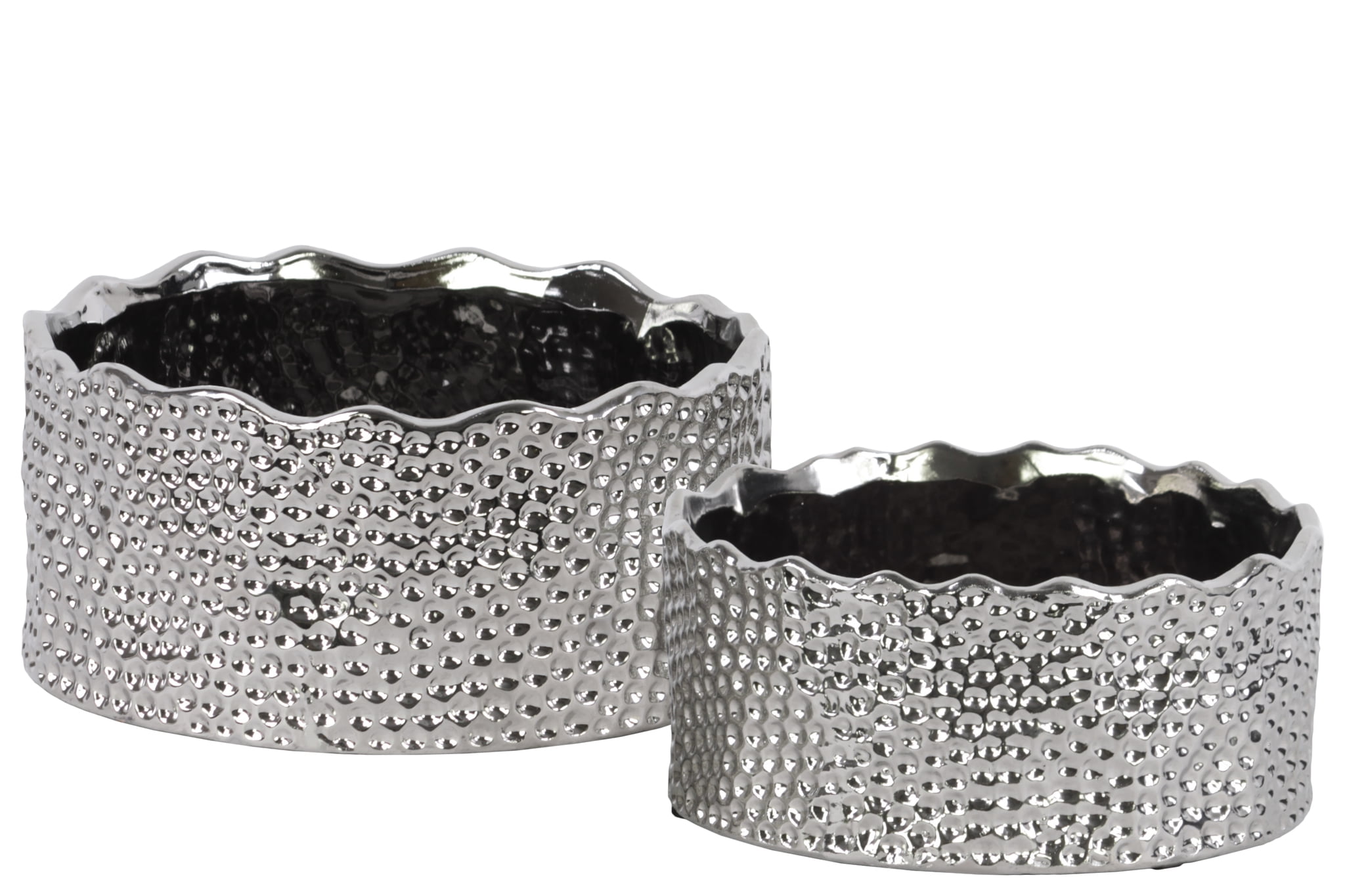 Urban Trends Collection Silver Chrome-finished Ceramic Irregularly ...