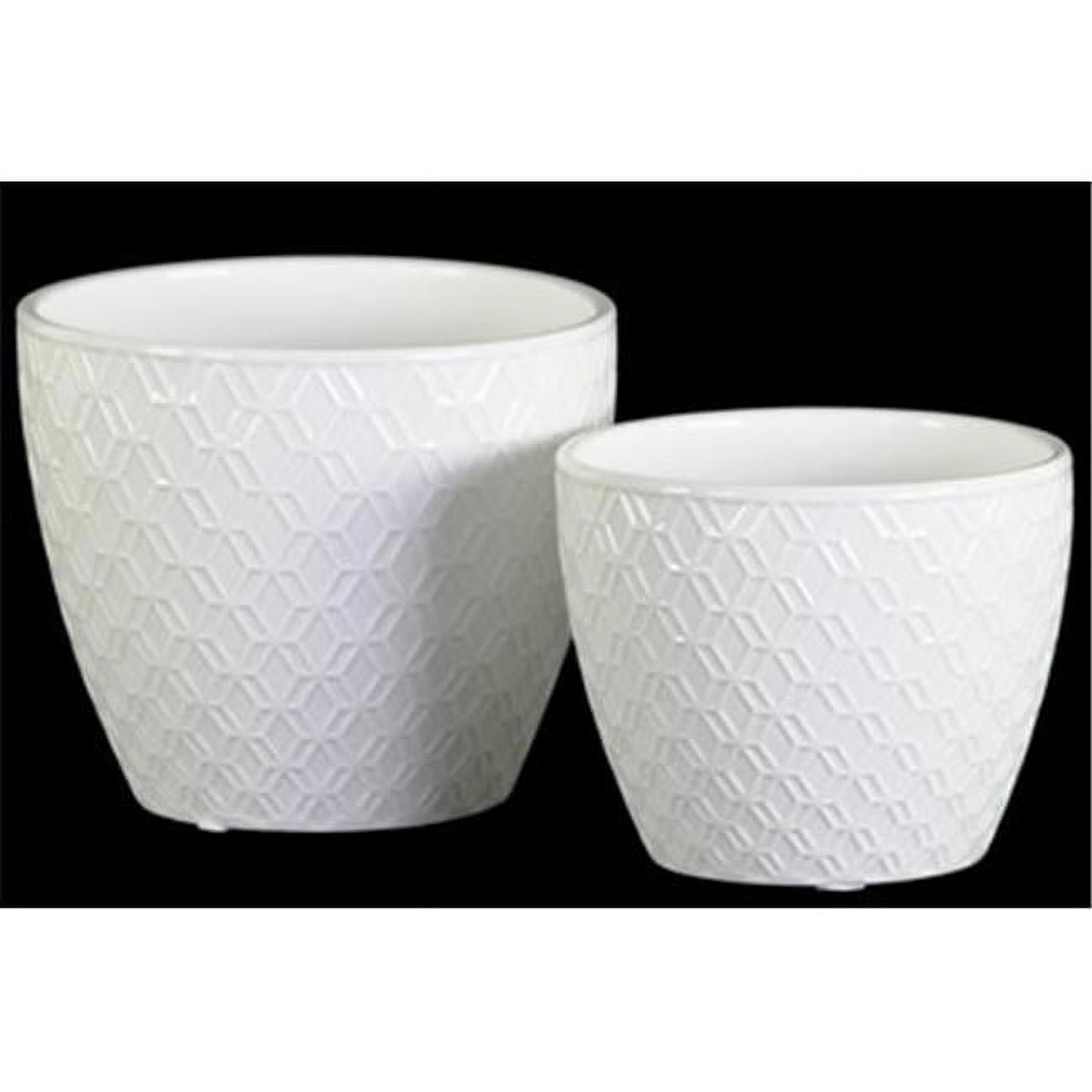 Urban Trends Collection Ceramic Round Pot with Embossed Cross Design ...