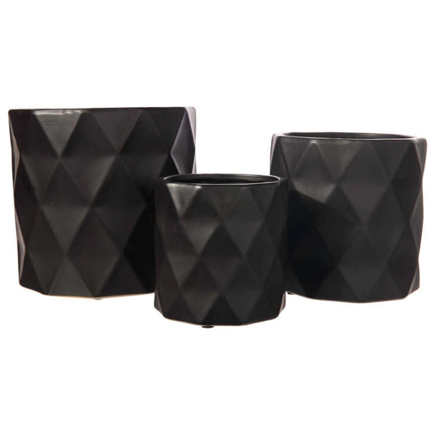 Urban Trends Collection Ceramic Round Pot with Embossed Diamond Pattern ...