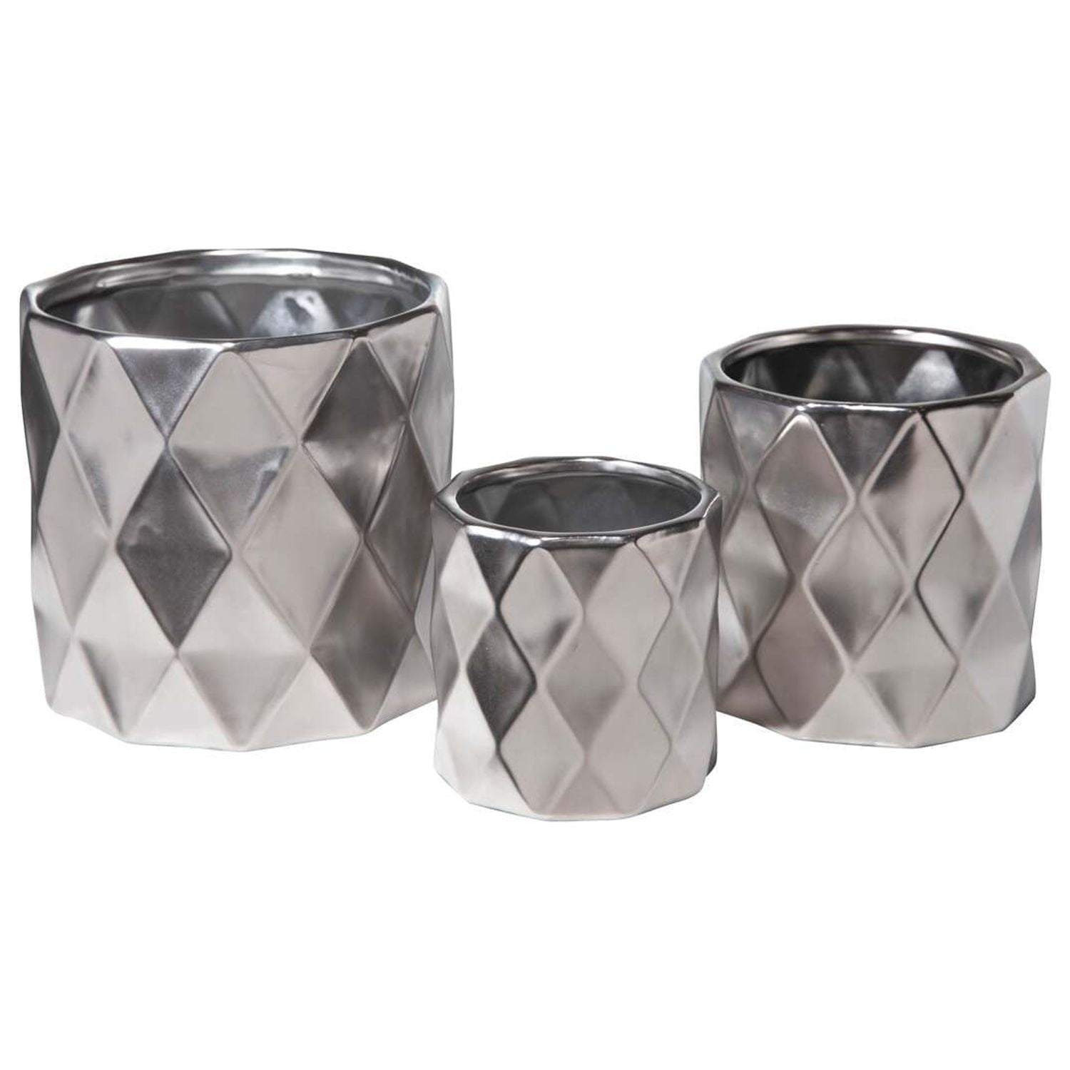 Dagen Diamond Embossed Ceramic Pot Set (Set of 3) - Walmart.com