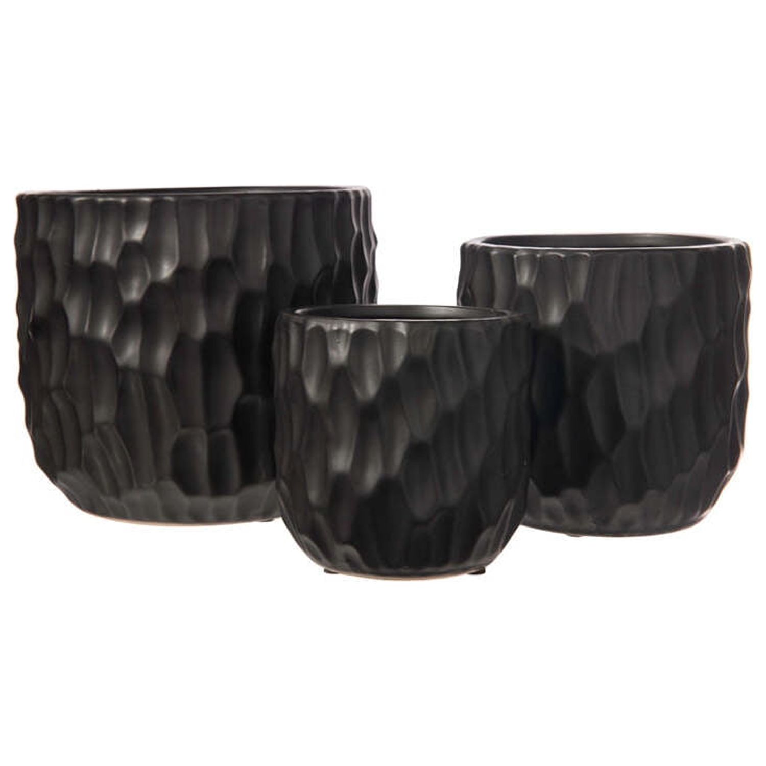 Urban Trends Collection Ceramic Round Pot with Scooped Design Body, Set ...