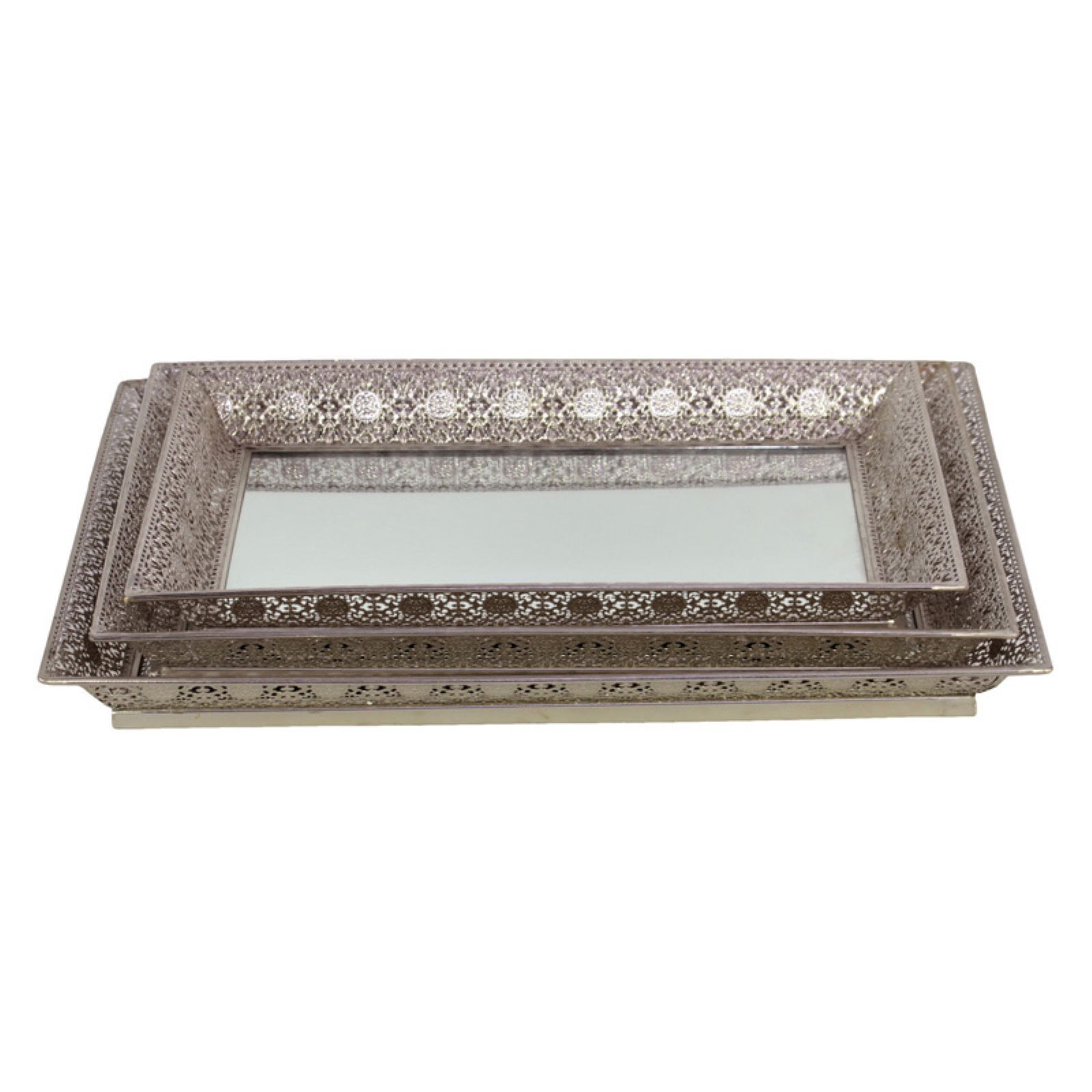 Urban Trends Collection Metal Square Trays with Pierced Metal Frame and ...