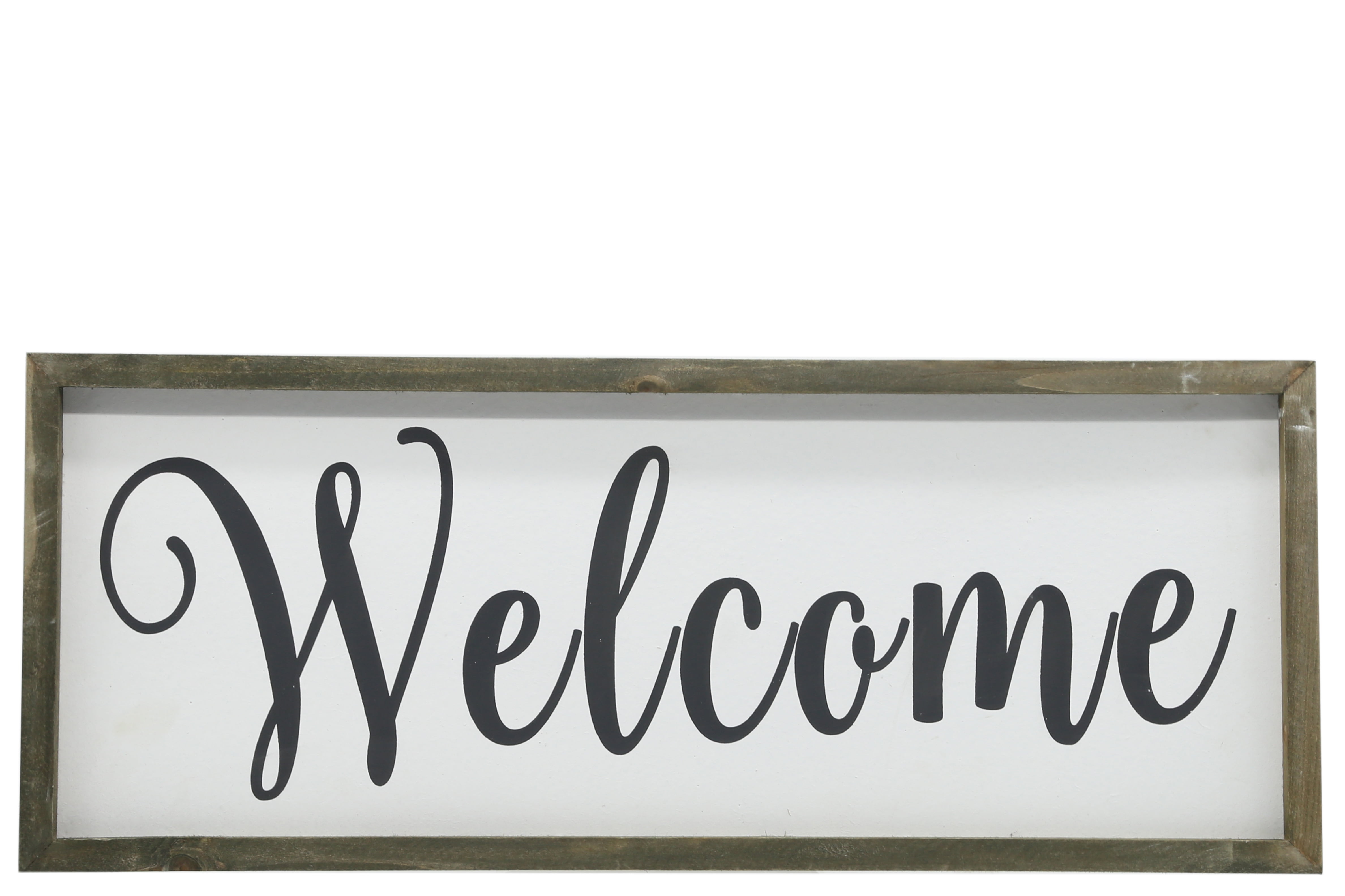 Urban Wood Rectangle Wall Art with Cursive Writing "WELCOME" on Sage ...