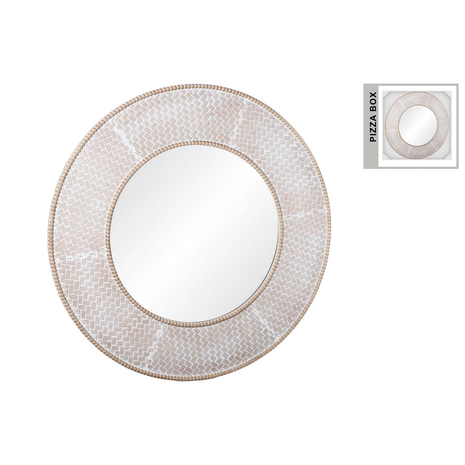 Urban Trends Collection Wood Round Wall Mirror with Carved Weaving ...