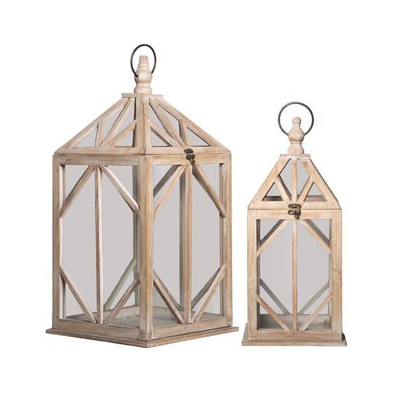 Urban Trends Collection Wood Square Lantern with Ring Hanger and ...