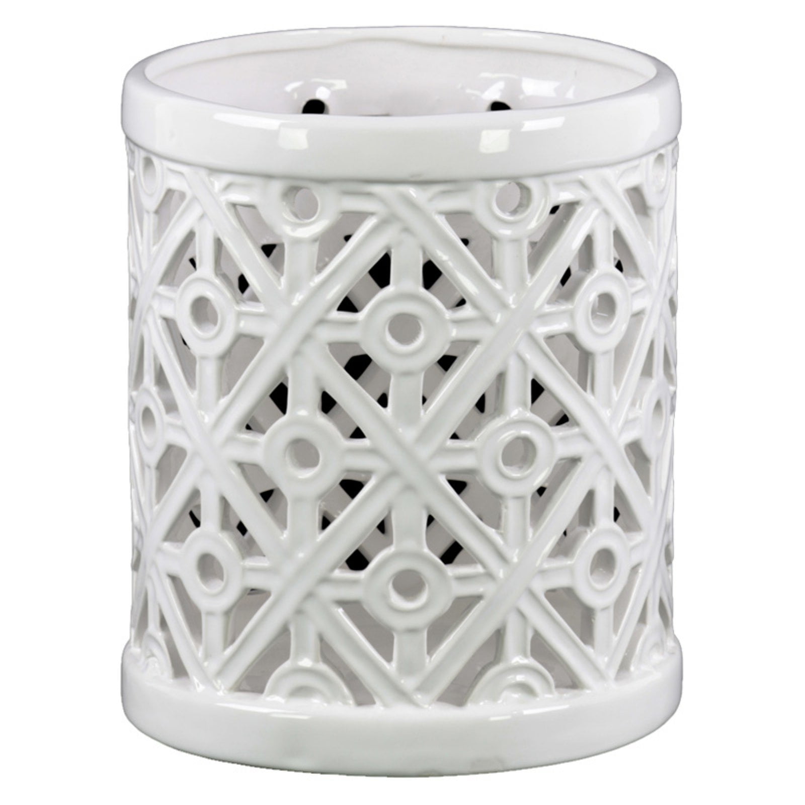 Urban Trends Large Round Hurricane Lantern with Cutout Cross Design ...