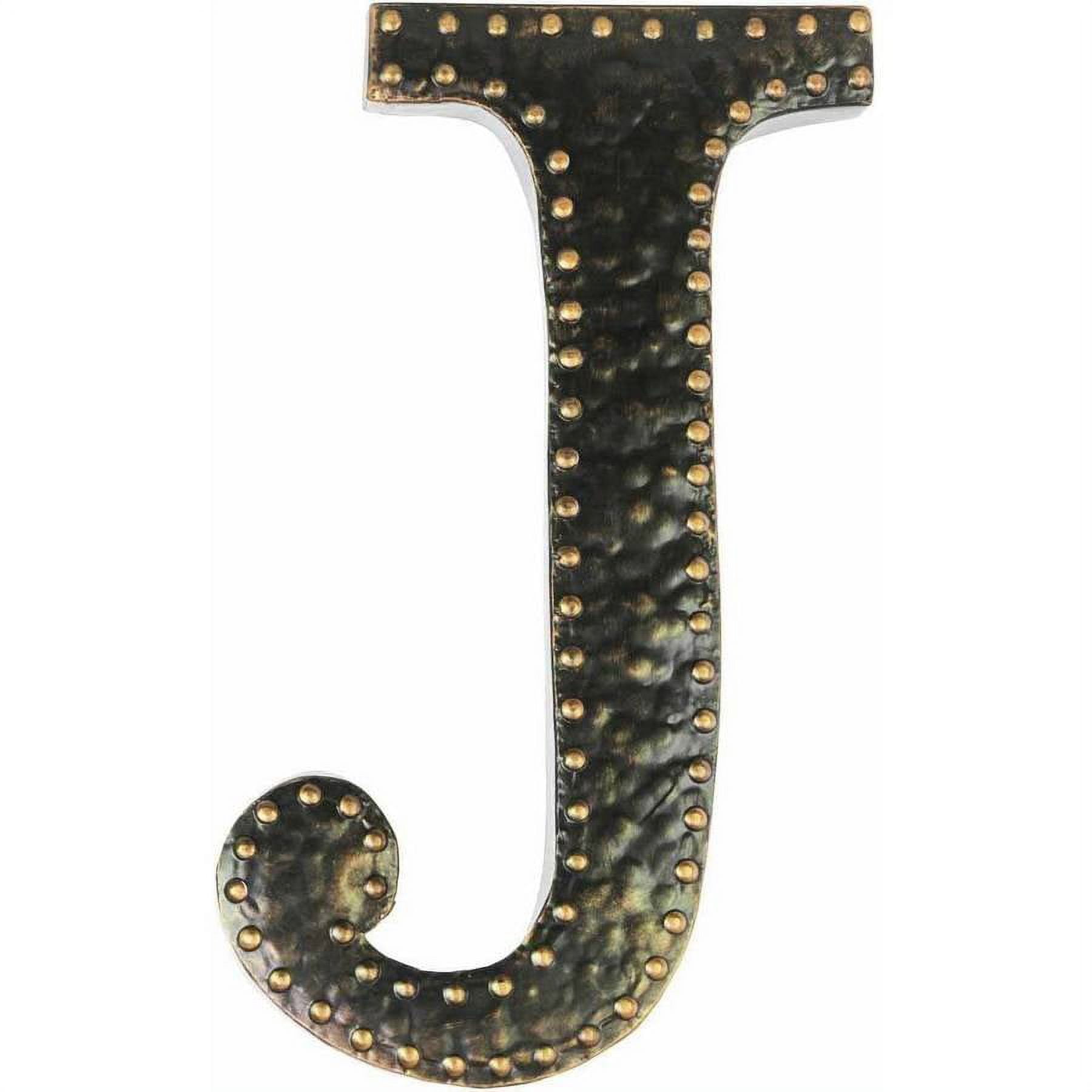 Urban Trends Metal Alphabet Wall Decor Letter J with Rivets Rubbed ...
