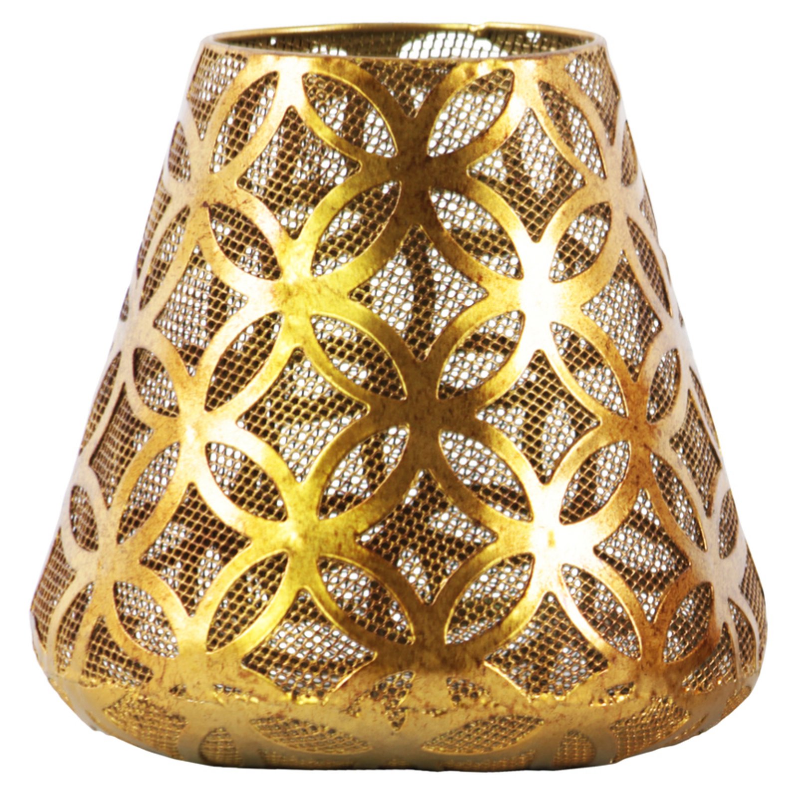 Urban Trends Metal Round Candle Holder with Diamond in Circle Design ...