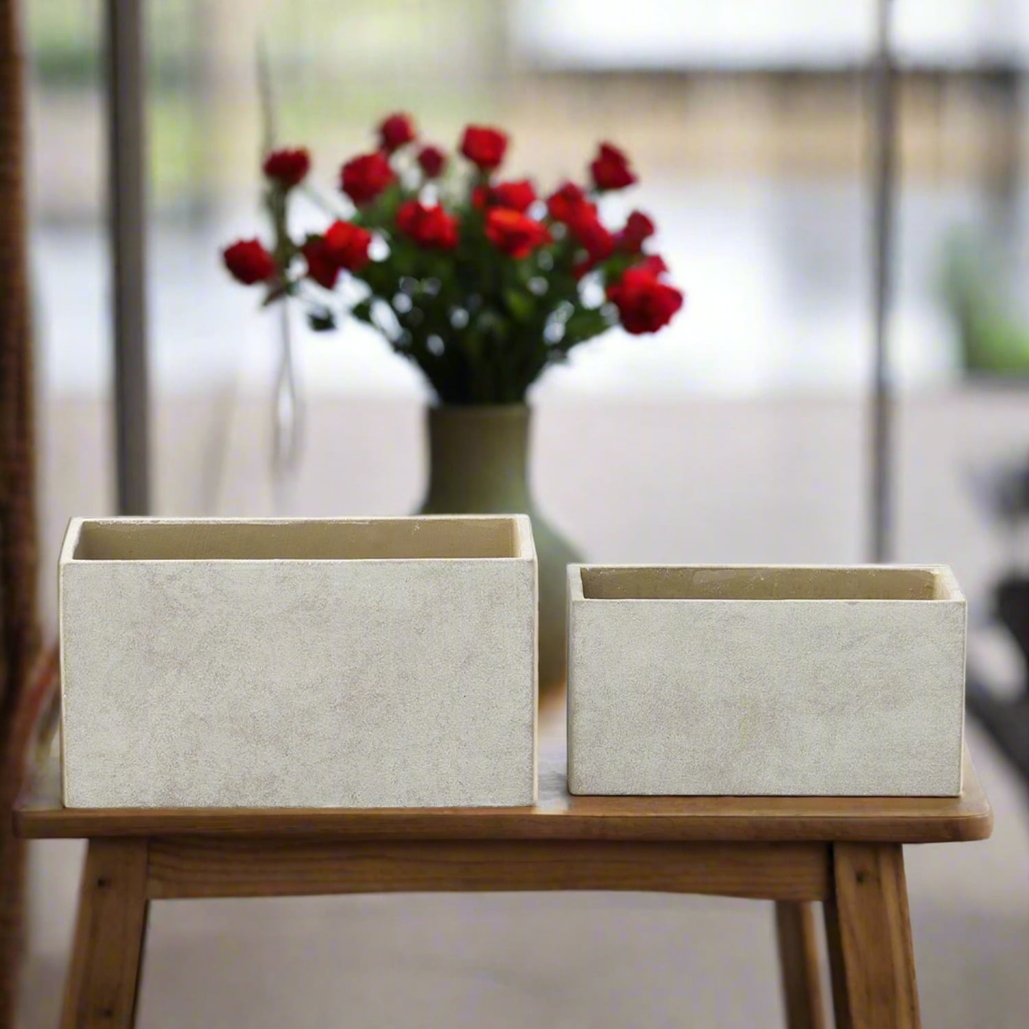 Axenne Light Gray Terracotta Rectangle Pot (Set of 2) - Walmart.com