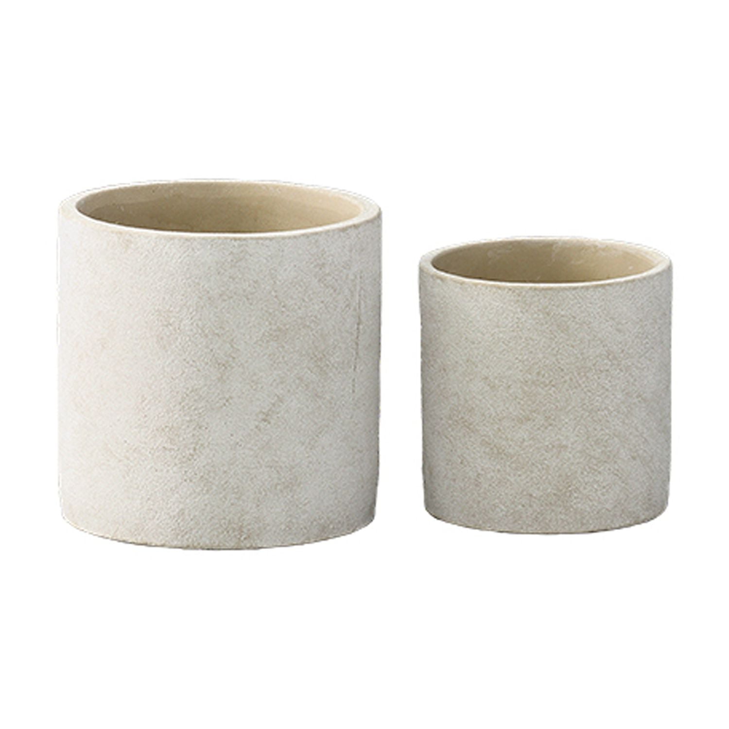 Terracotta Round Pot Set of Two Cement Finish Light Gray-6.00"H ...