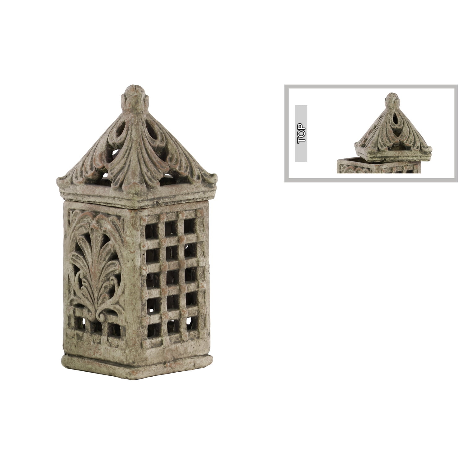 Urban Trends Terracotta Square Lantern with Sculpted Swirl Cutout ...
