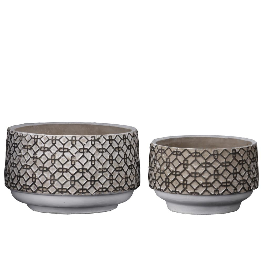Urban Trends Washed Cement Interlocking Octagon Pattern Planter Pot ...