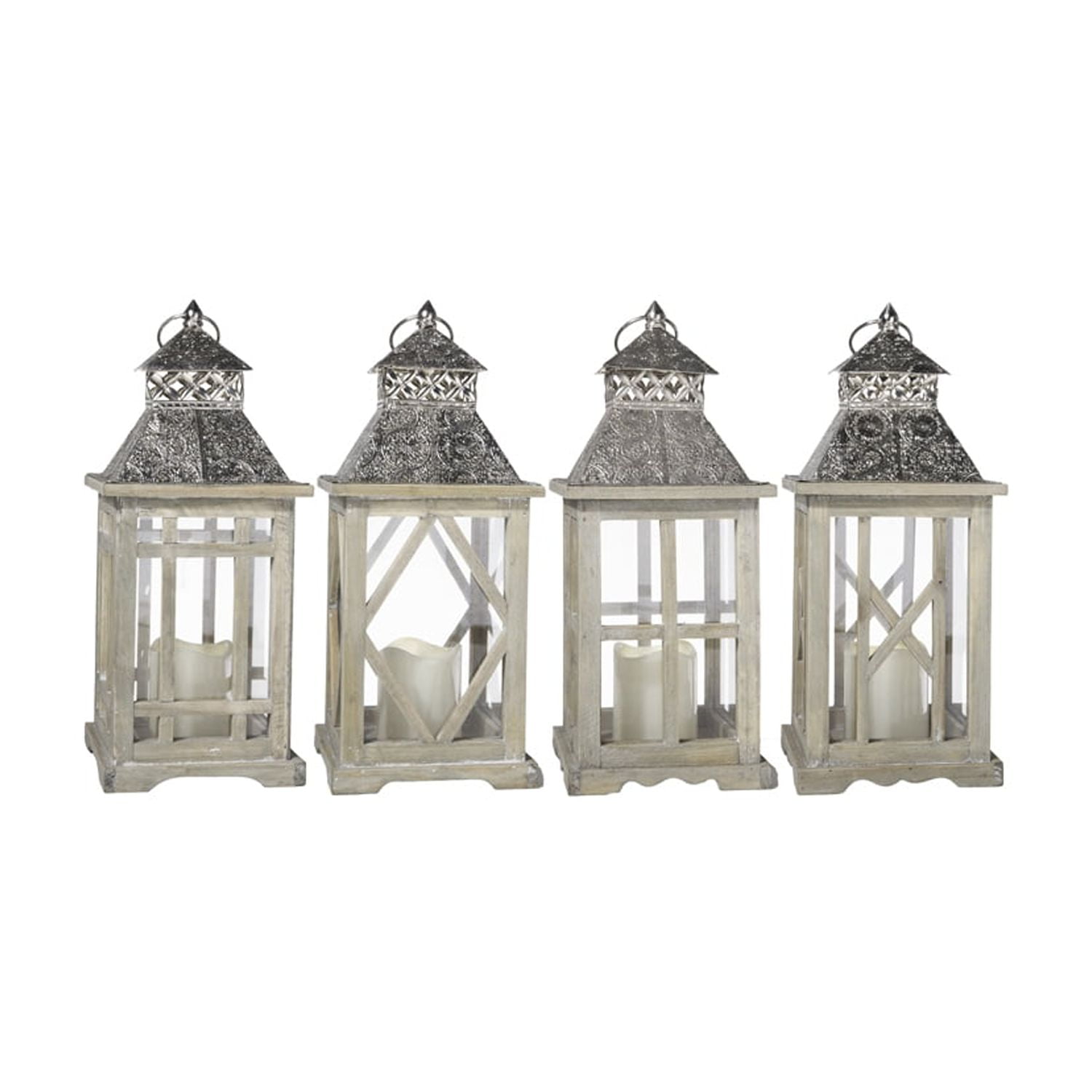 Urban Trends Wood Square Lantern - Walmart.com