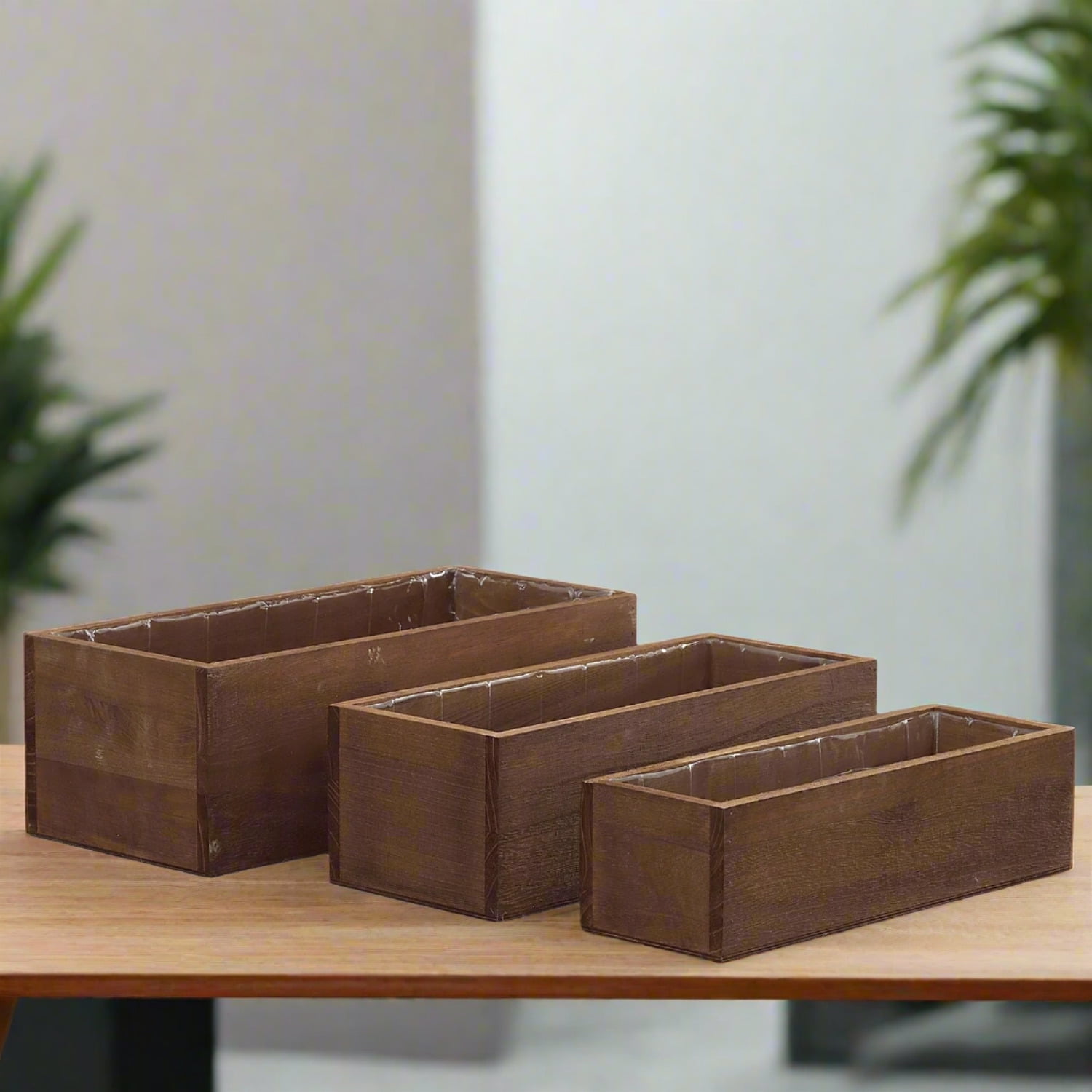Linda Wooden Rectangular Planter Set (Set of 3) - Walmart.com