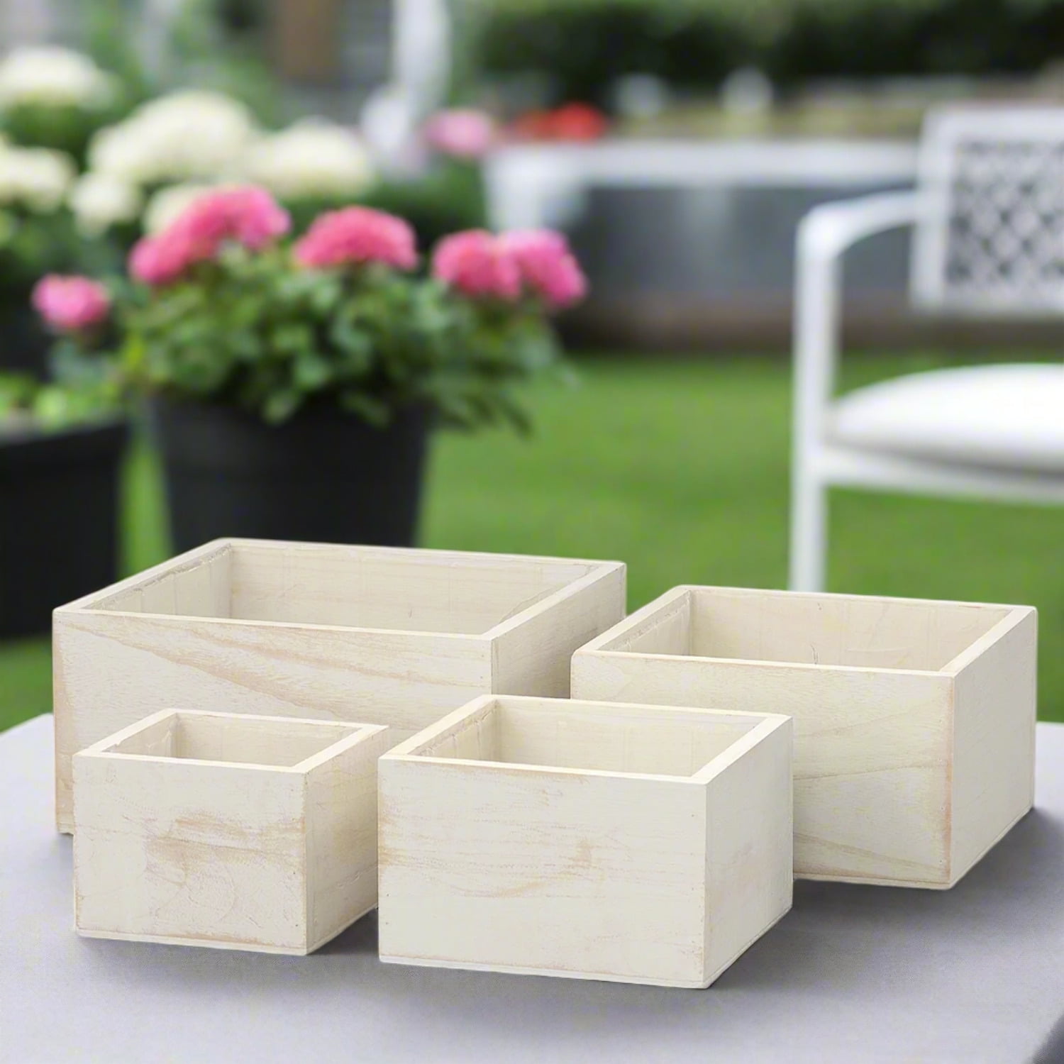 Liv Wooden Square Planter Set (Set of 4) - Walmart.com