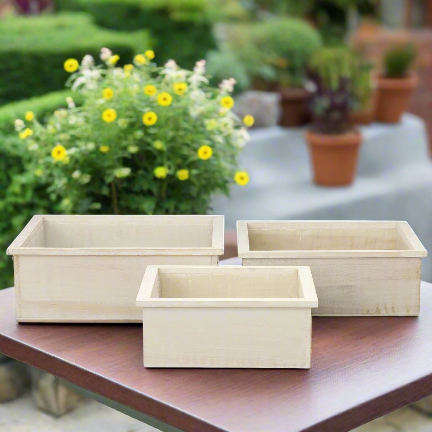 Aelric Wooden Square Planter Set (Set of 3) - Walmart.com