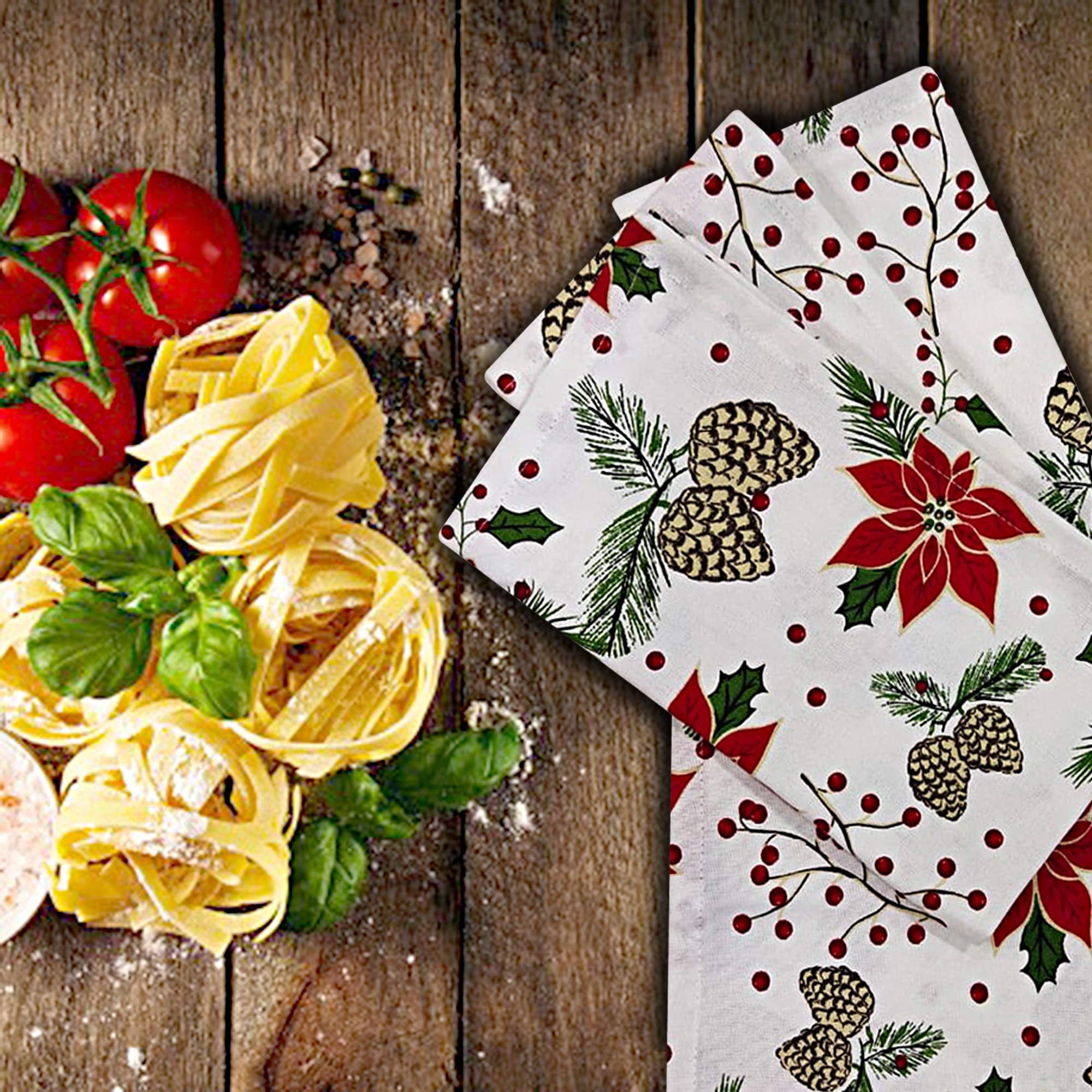 Urban Villa 100% Cotton Pine Cone Print, Set of 12 Oversized Dinner ...