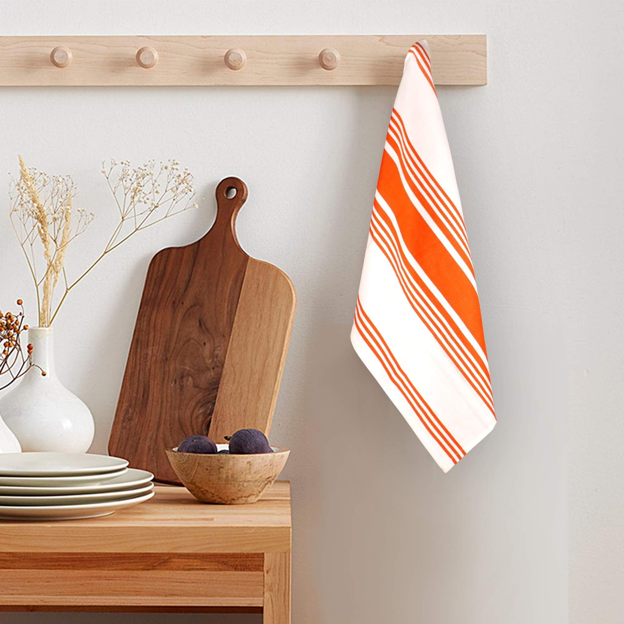 Urban Villa Cotton Kitchen Towels, Set of 6, Highly Absorbent, Stripe ...