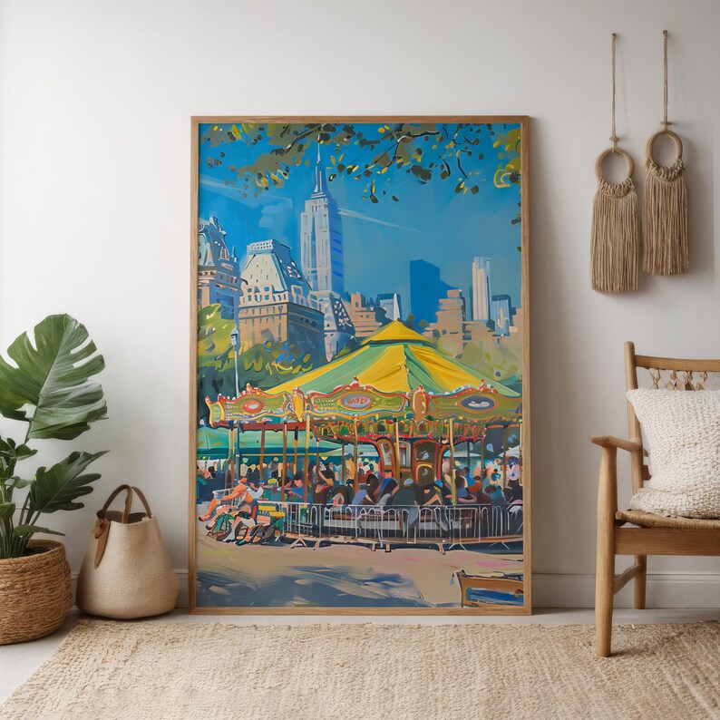 Urban Whirl Carousel City Park, Immersive Art, QR Code Live Art, Wall ...