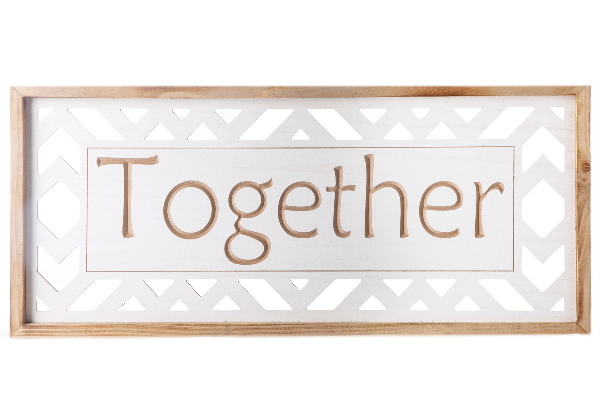 Urban Wood Rectangle Wall Art with Carved Writing "Together" and Side ...