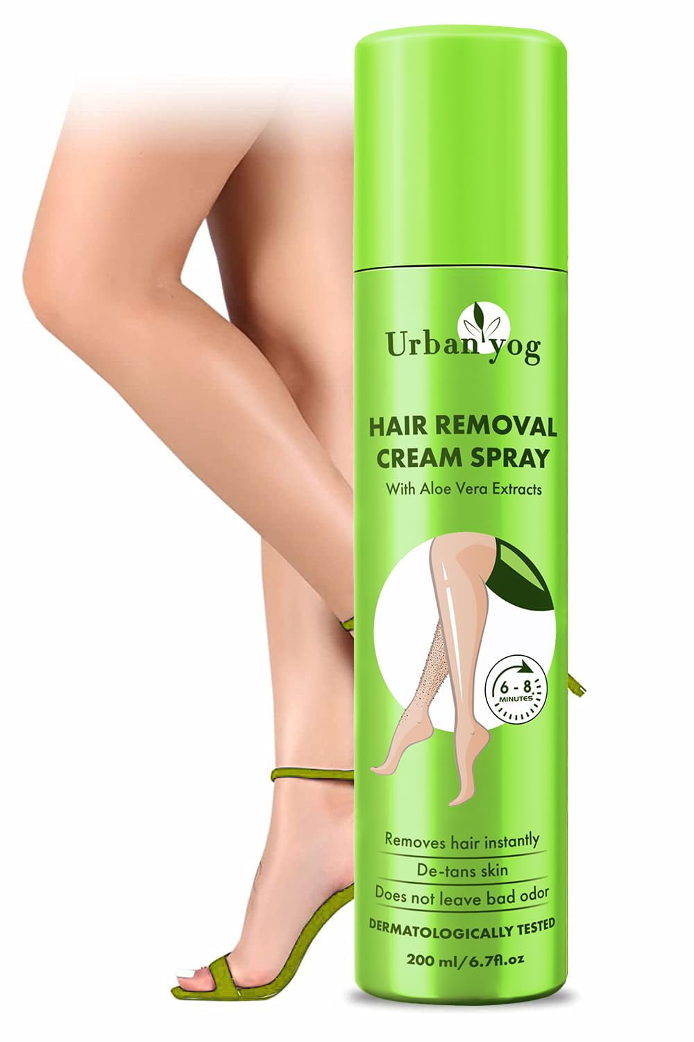 Urban yog Hair Removal Cream Spray for Women (200 ML, Aloe vera (Green ...