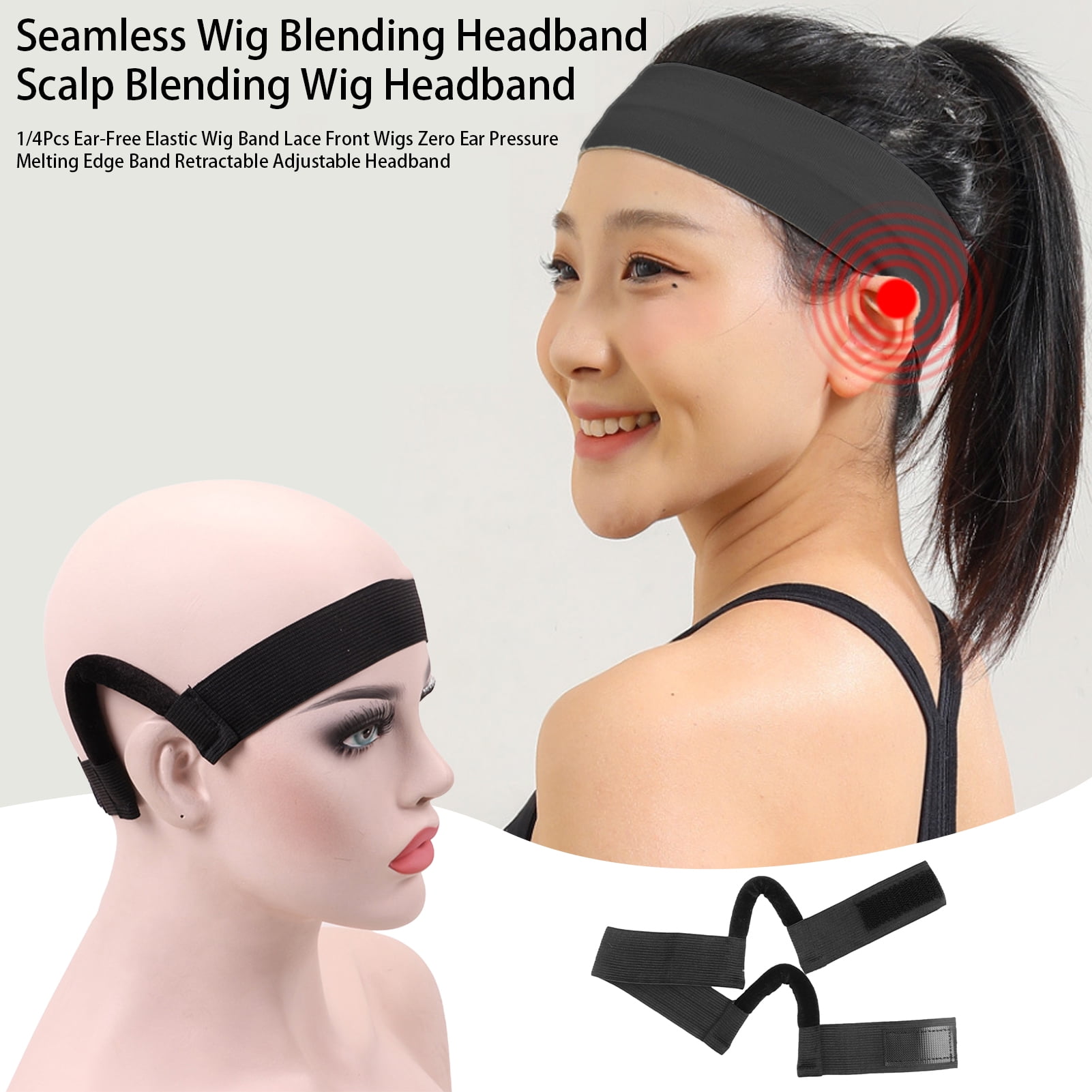 UrbanI 1/4Pcs Ear-Free Elastic Wig Band Lace Front Wigs Zero Ear ...