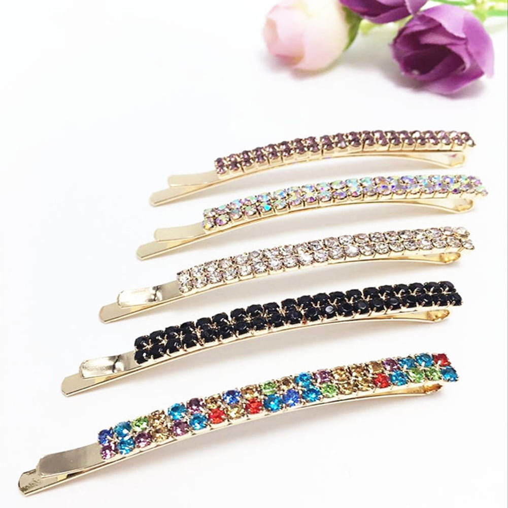 UrbanI 1Pc Women Two Row Rhinestone Hair Slide Clip Hairpin Bobby Pin ...