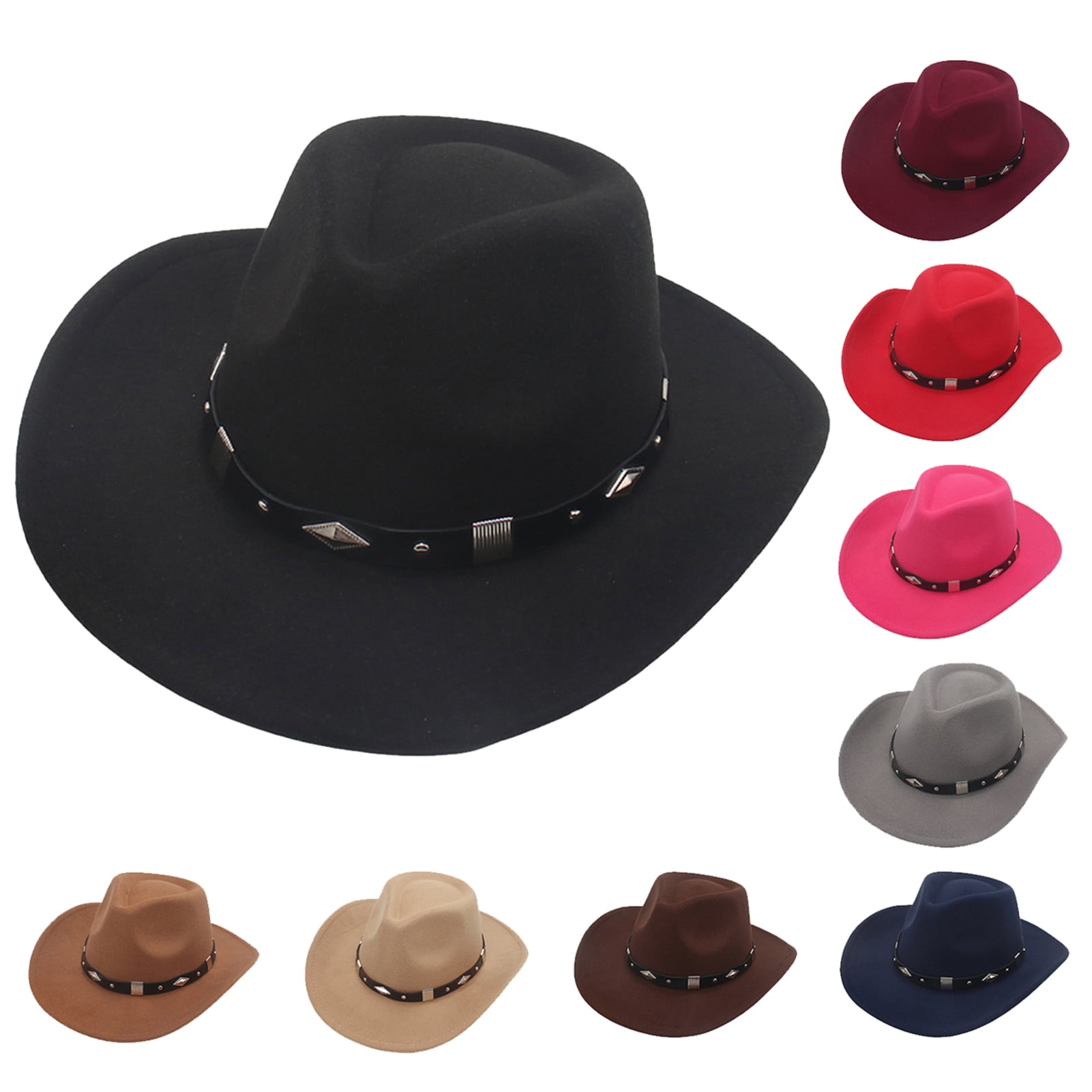 UrbanI Bowler Hat with Belt Buckle Western Style Love Top Broadside ...