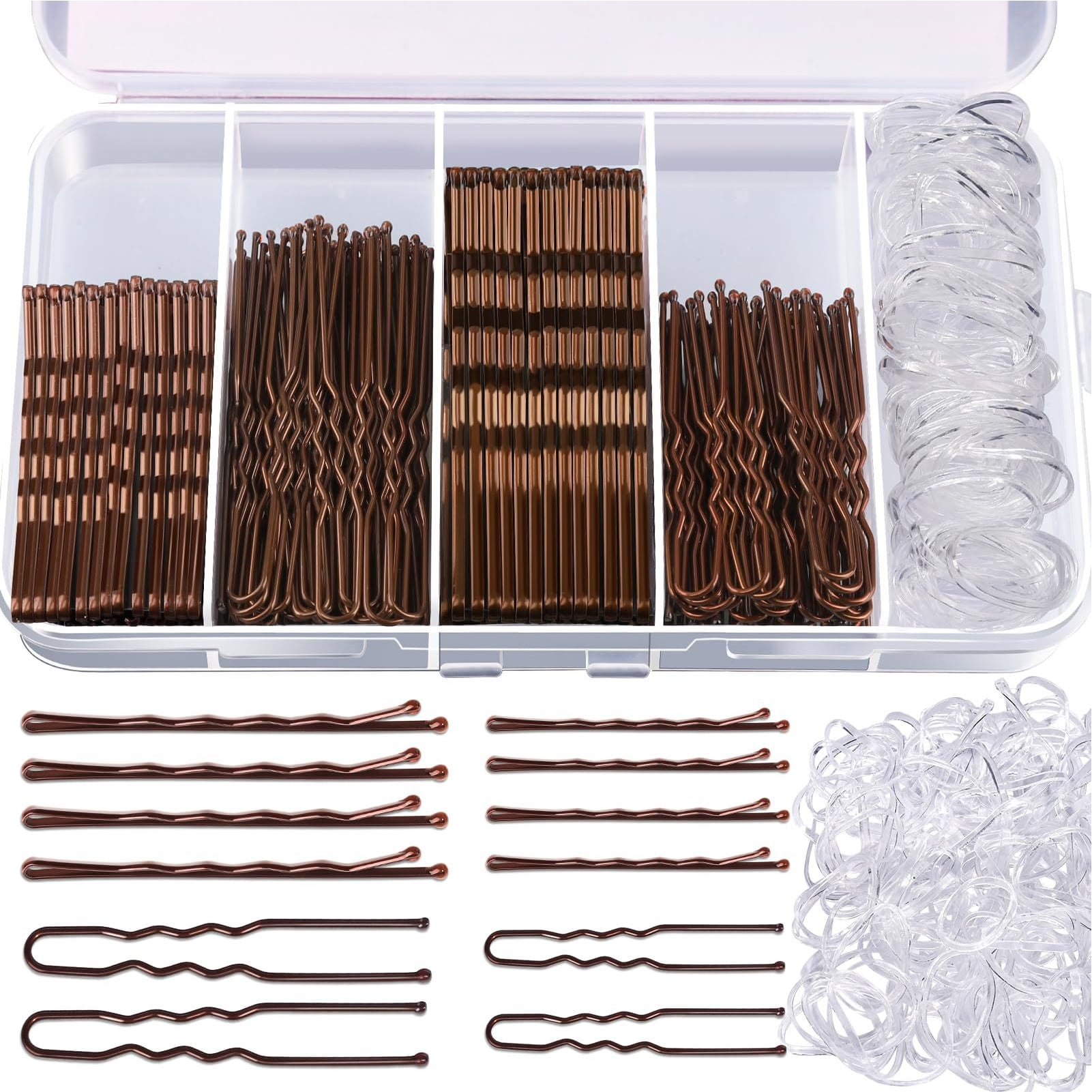 UrbanI Hair Pins Kit Buns Brown U Shape Pins Hair Ties Set Easy Storage ...
