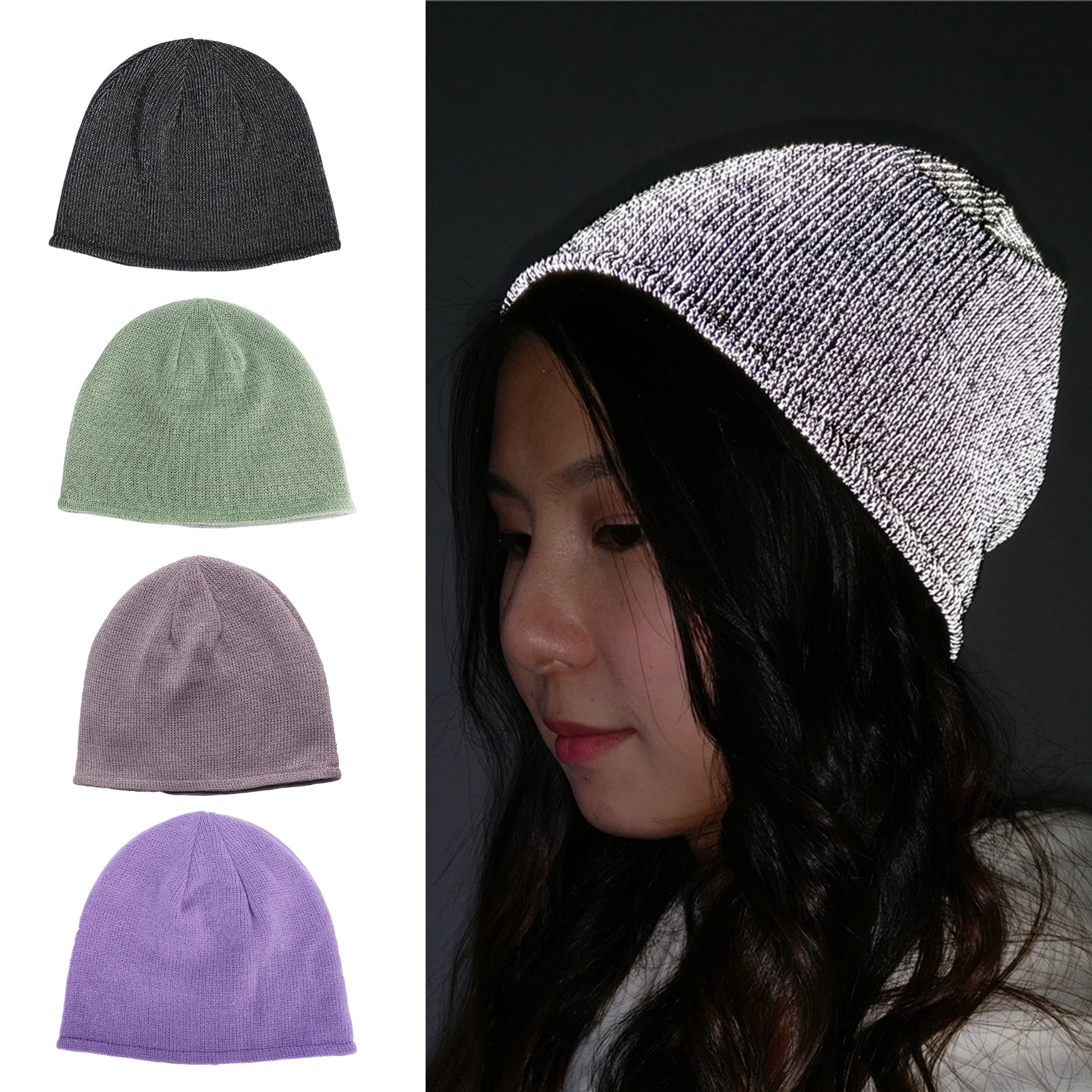 UrbanI Knitted Reflective Hat Windproof High Elasticity Dome Hip Hop ...