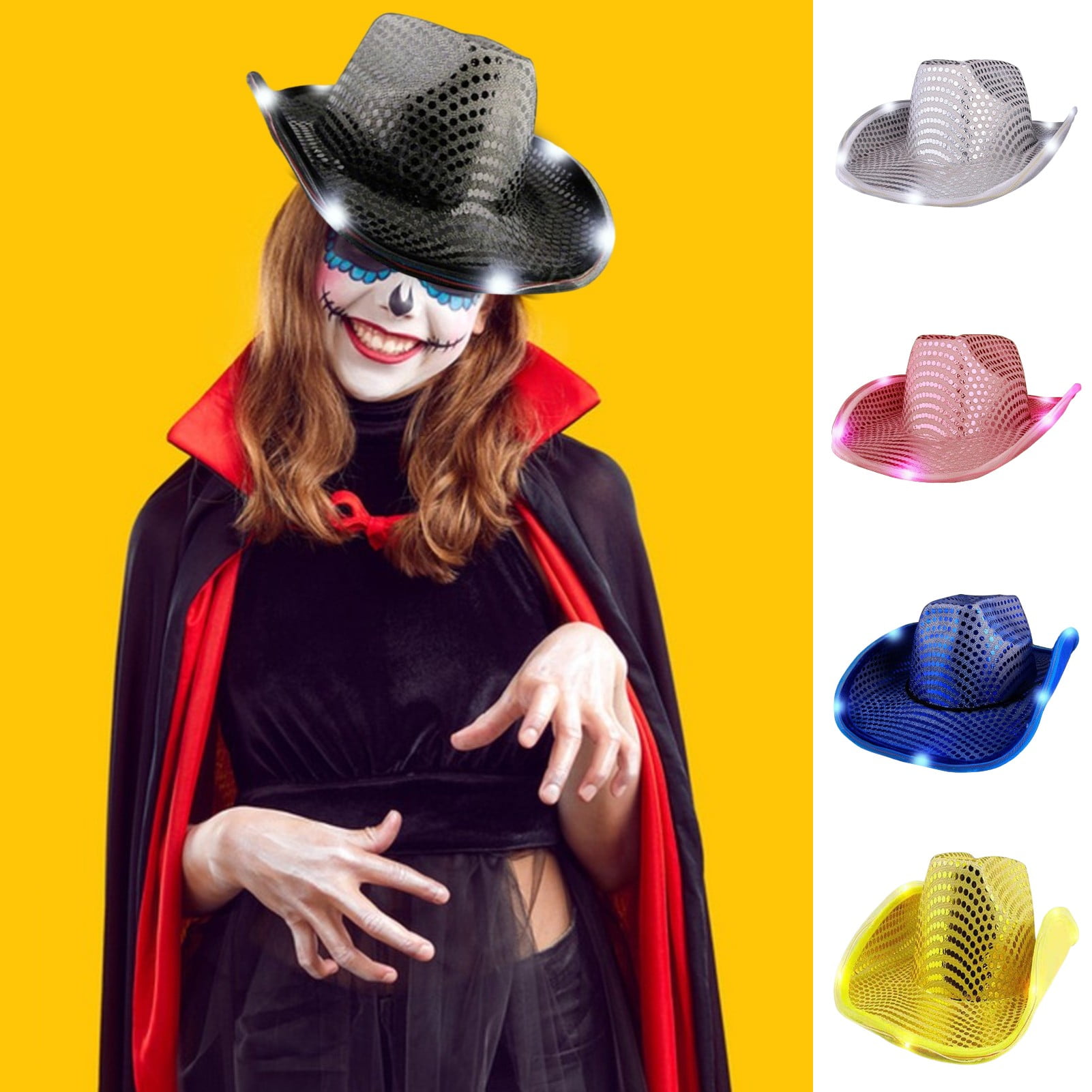 UrbanI LED Light-Up Cowboy Hat Retro Western Style Luminous 5 Color ...