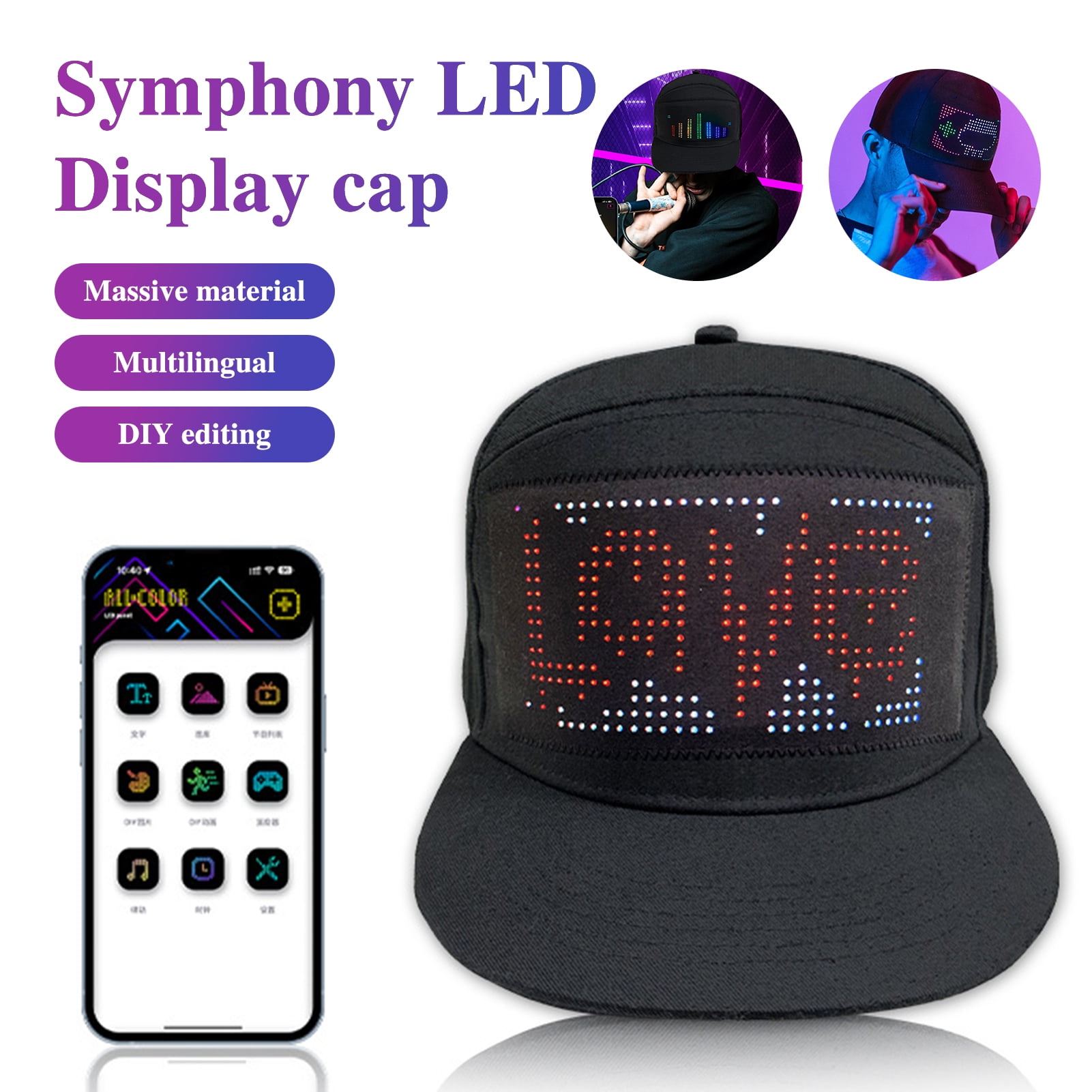 UrbanI LED Pixel Screen Cap RGB Colorful LED Screen Cap App Connection ...