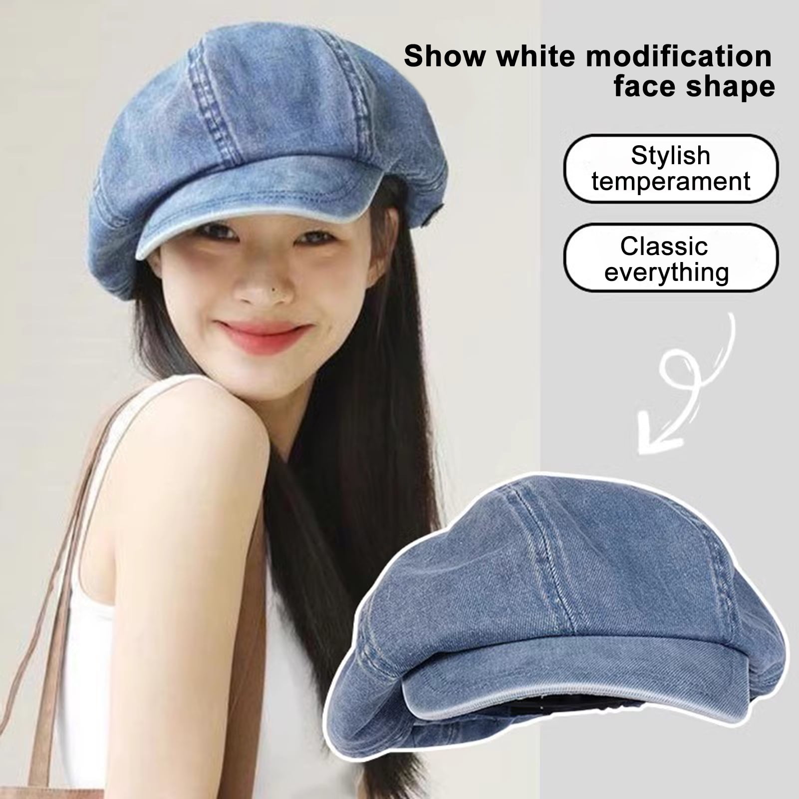 UrbanI Ladies Octagonal Hat Baggy Retro Cowboy Lightweight Long Brim ...