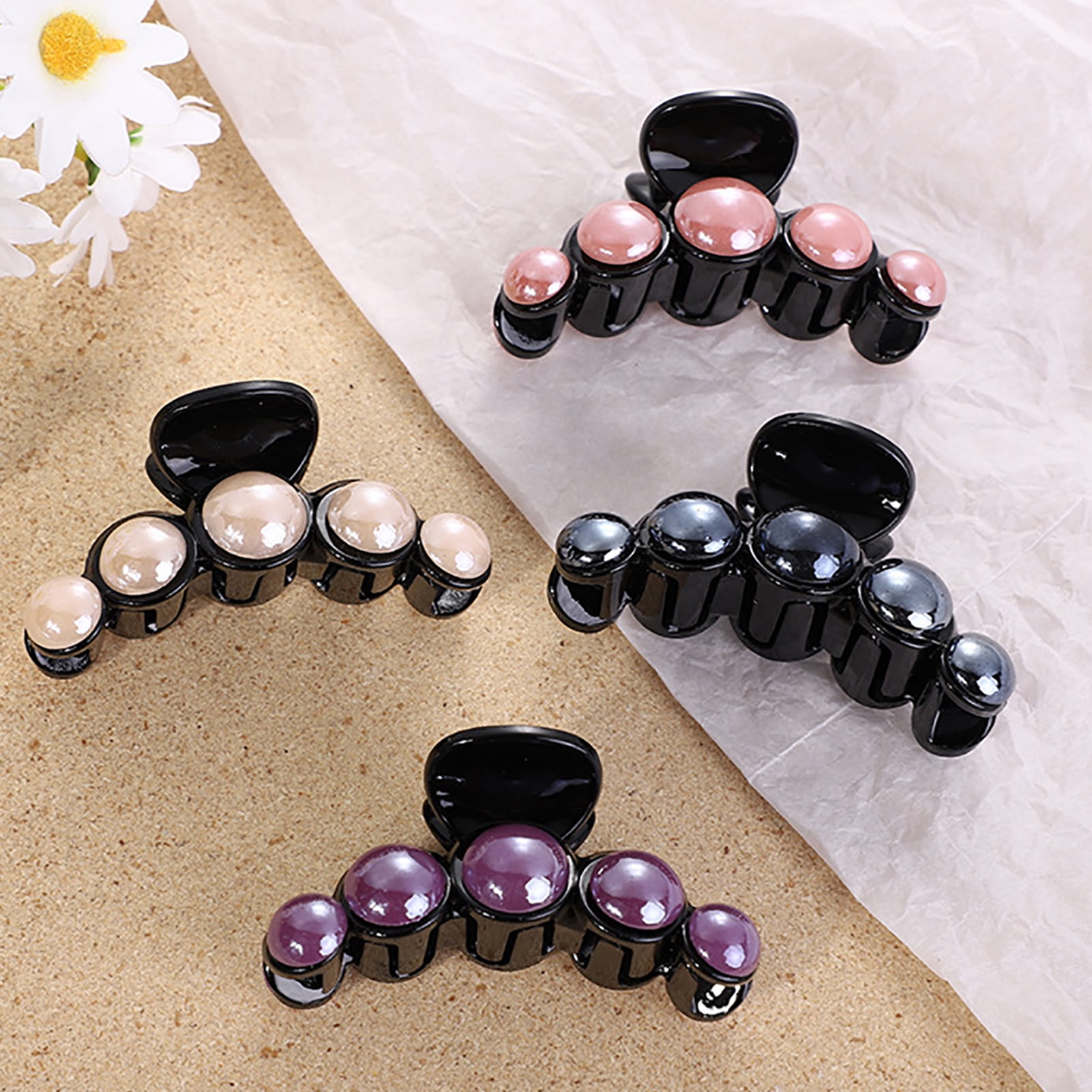 UrbanI Long Strong Claws Plastic Hair Claw Big Faux Pearls Hair Clip ...