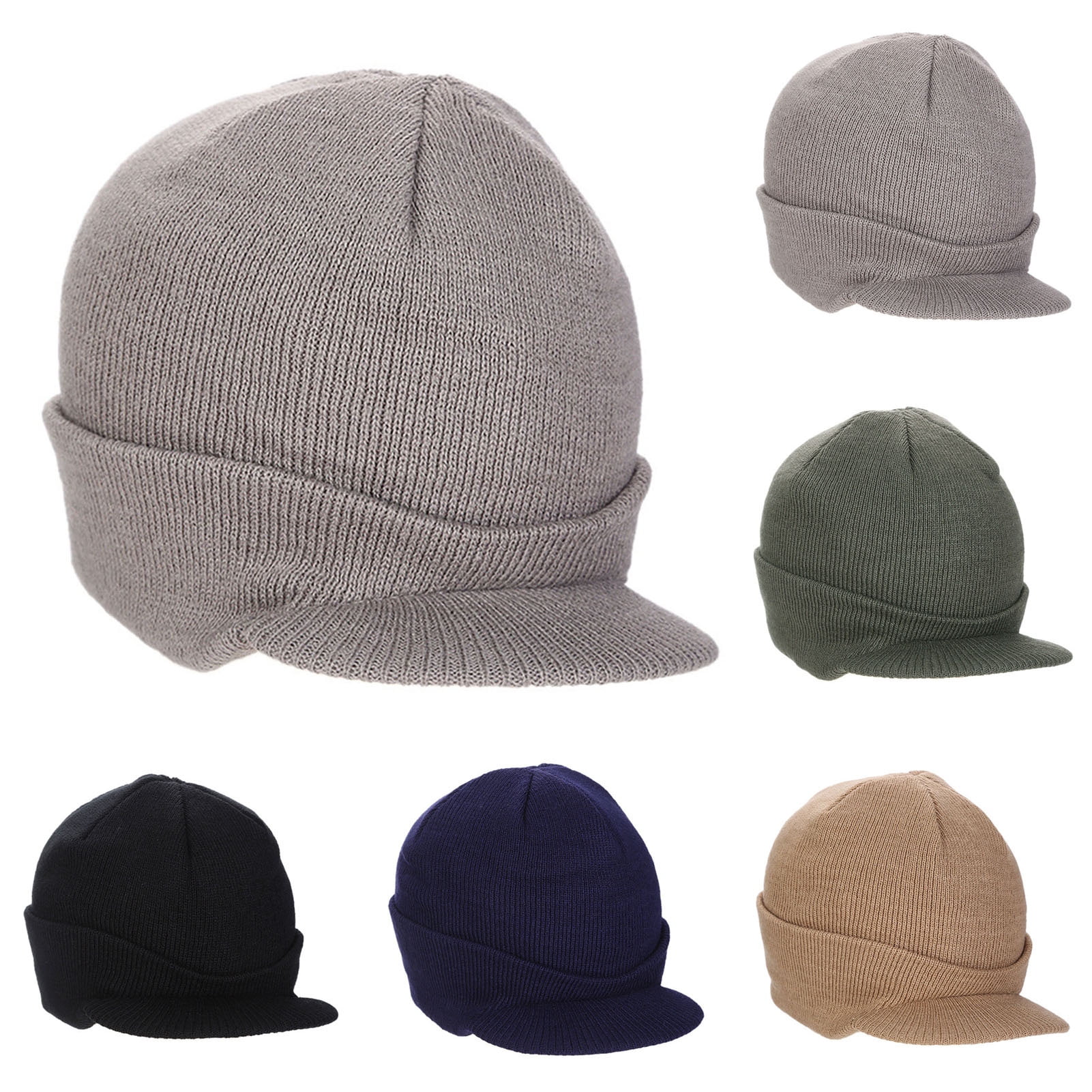 UrbanI Men Autumn Winter Knitting Baseball Hat Extended Brim Thickened ...