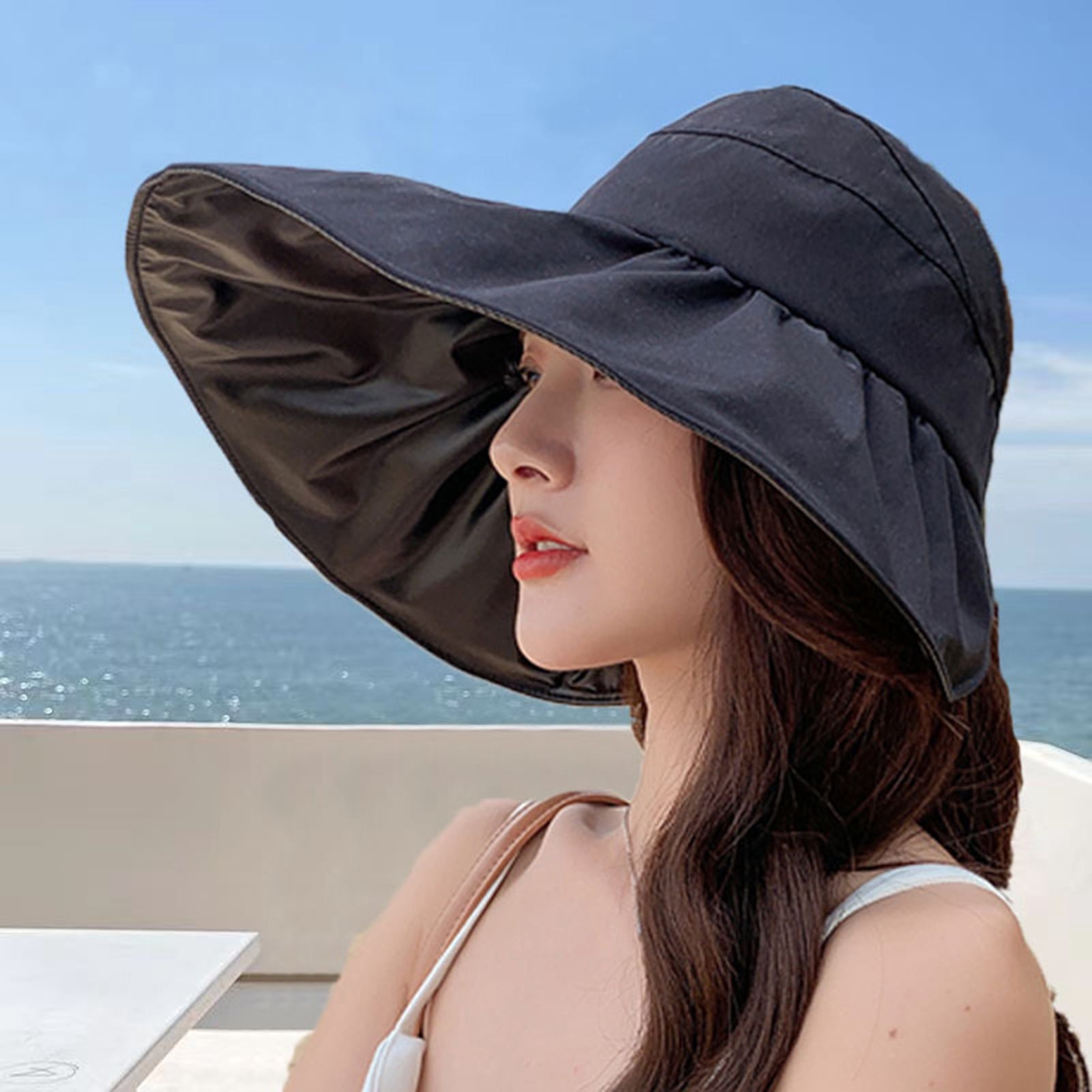 UrbanI Outdoor Ladies Sun Hat Foldable Large Brim Adjustable Fasten ...