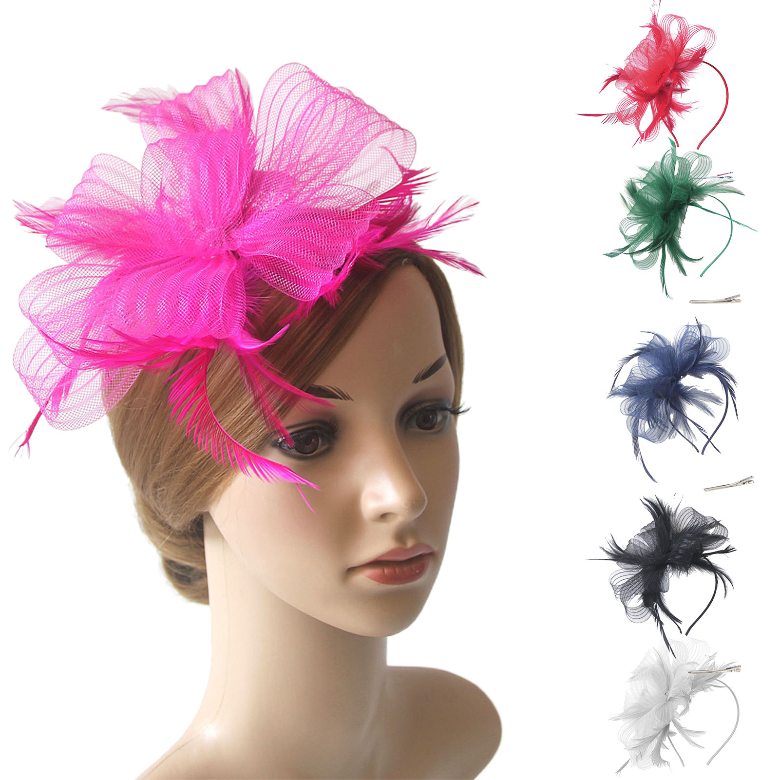 UrbanI Party Fascinator Retro Feather Multi Layers Bow-knot Mesh ...
