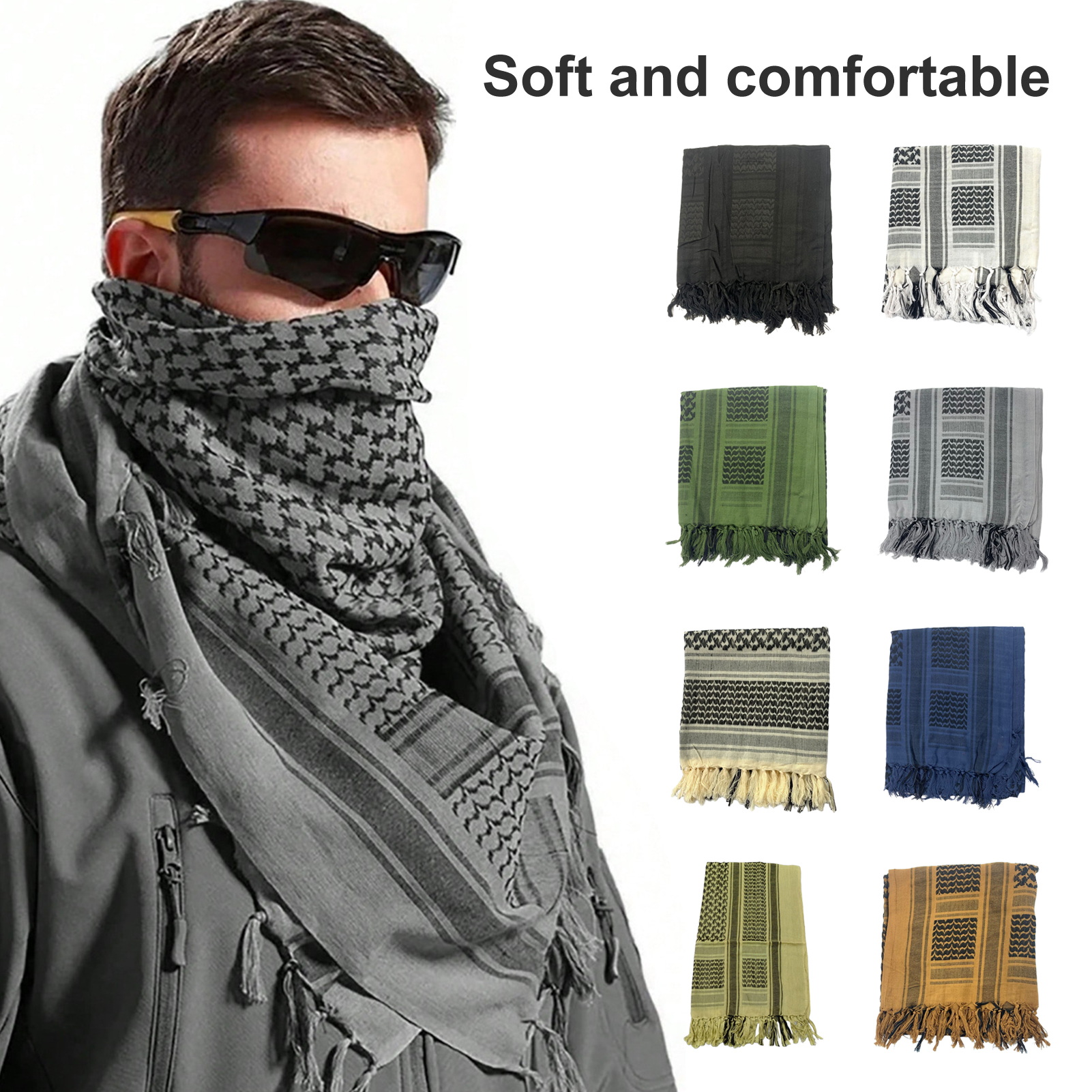 UrbanI Plaid Print Shawl with Fringed Edges Jacquard Sun Sand Wind ...