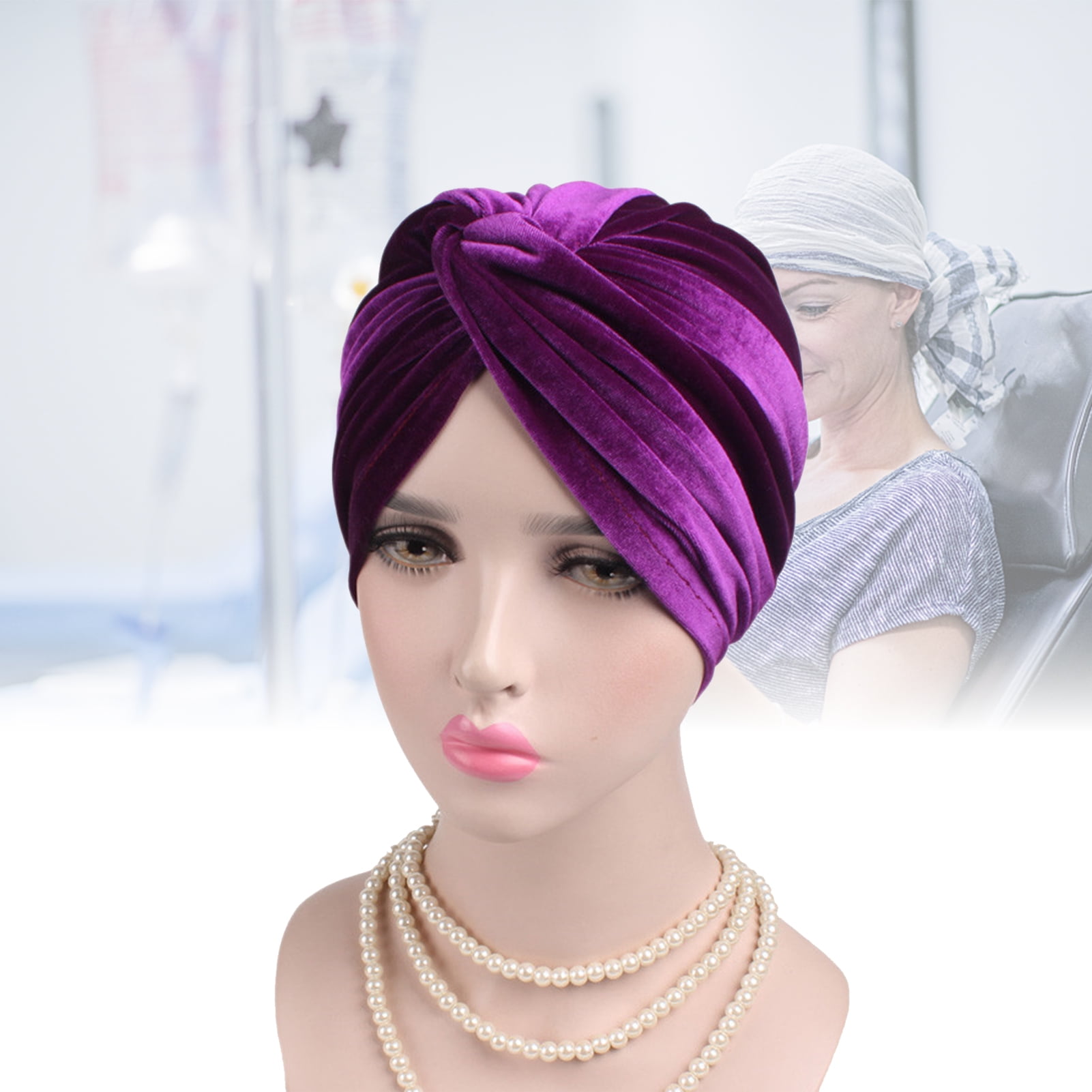 UrbanI Soft Velvet Head Scarf Stretch Wrap Cross Twist Cap Headwear ...
