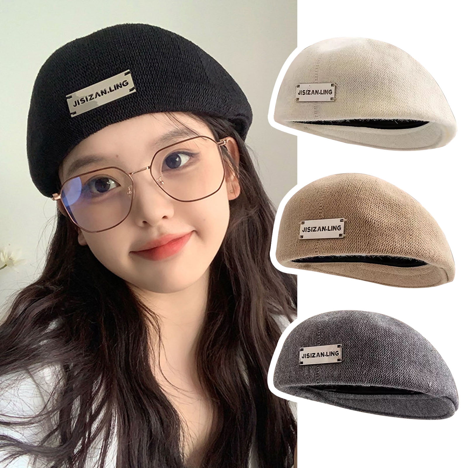UrbanI Stylish Knitted French Beret Hat Breathable Solic Color Spring ...