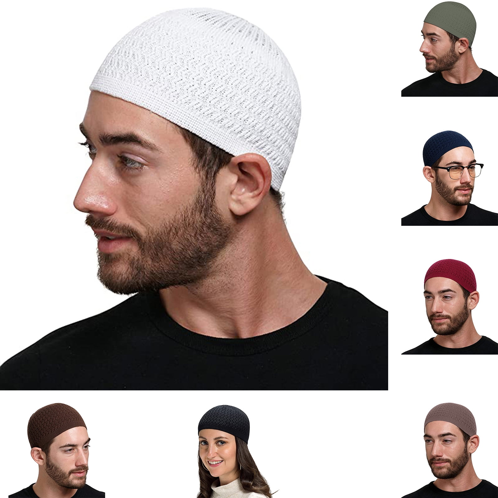 UrbanI Wave Jacquard Round Dome Knitted Hat Unisex Vintage Traditional ...